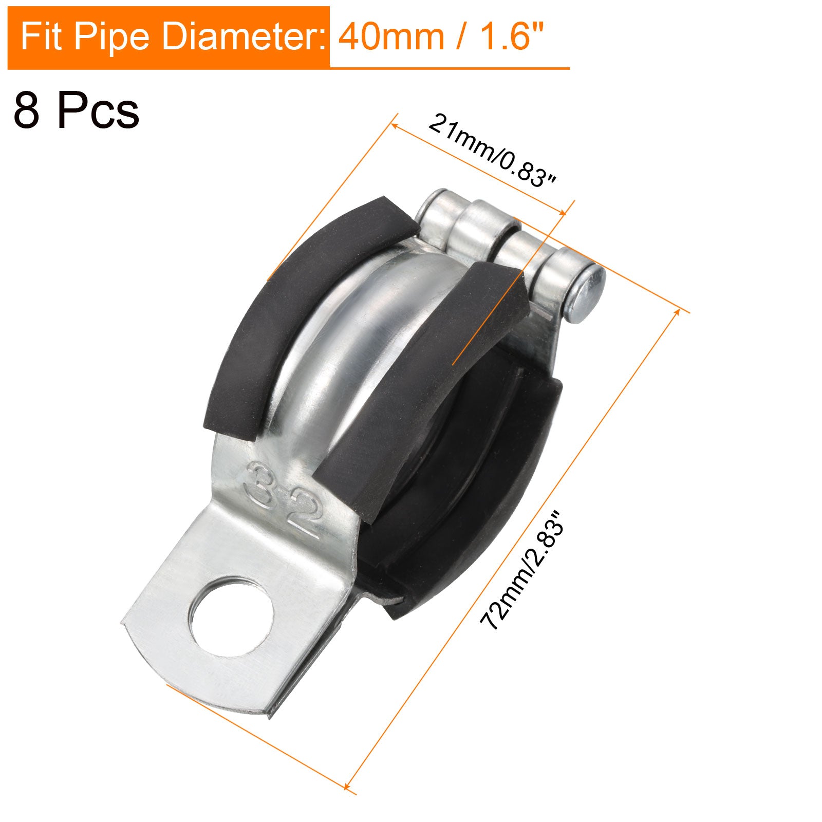 Uxcell 8Pcs Split Ring Hanger Pipe Strap Rubber Cushion Pipe Support ...