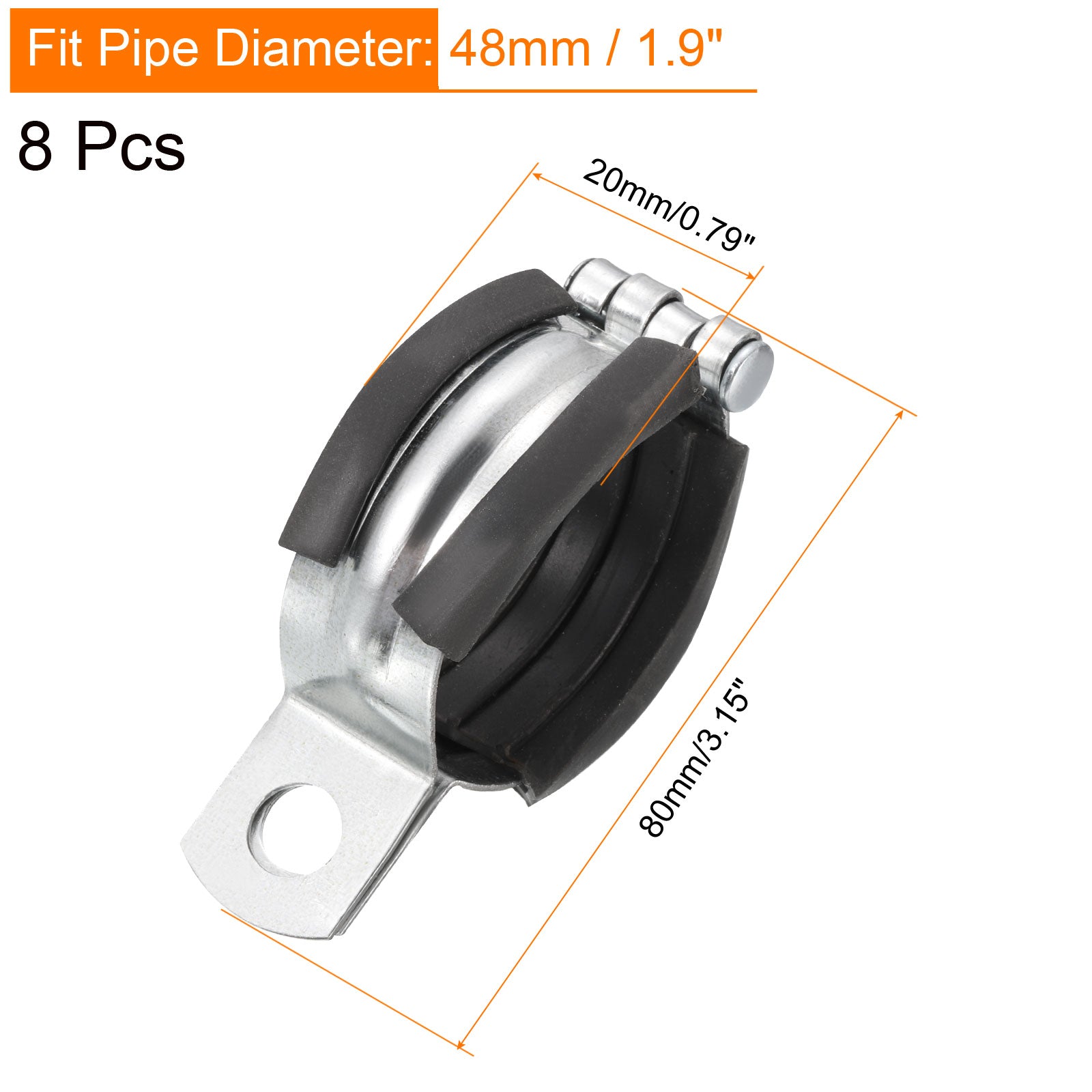 Uxcell 8Pcs Split Ring Hanger Pipe Strap Rubber Cushion Pipe Support ...