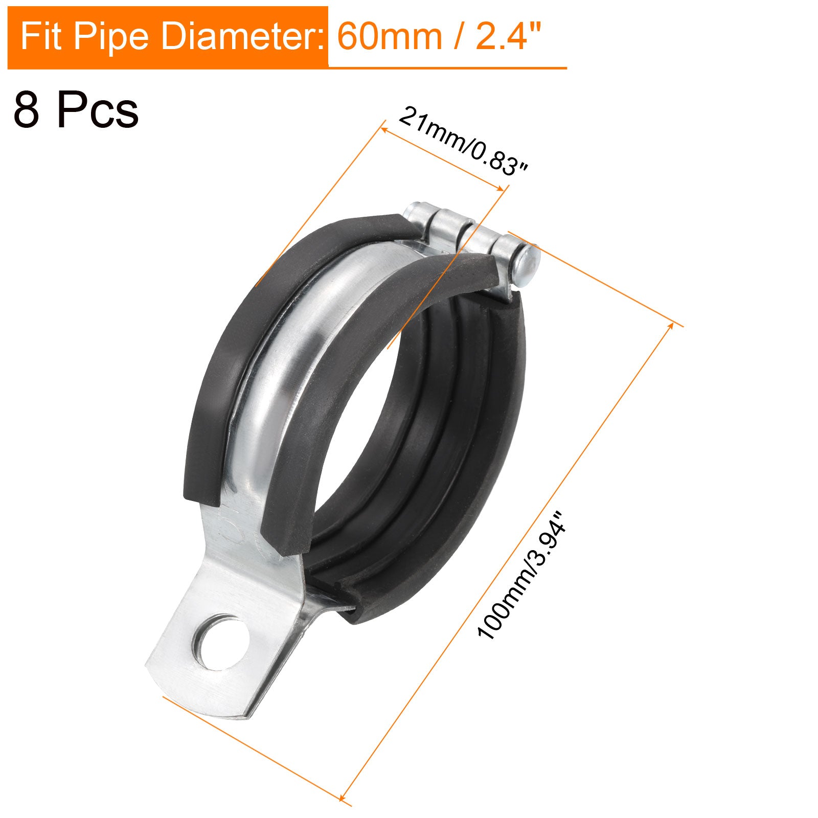 Uxcell 8Pcs Split Ring Hanger Pipe Strap Rubber Cushion Pipe Support ...