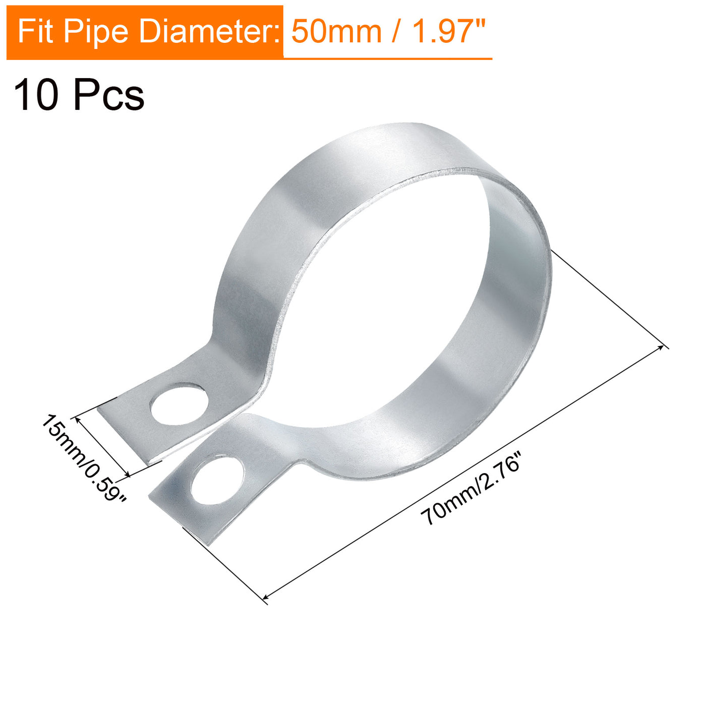 Uxcell 10Pcs Split Ring Hanger Pipe Strap Fit 2"(50mm) Metal Pipe ...