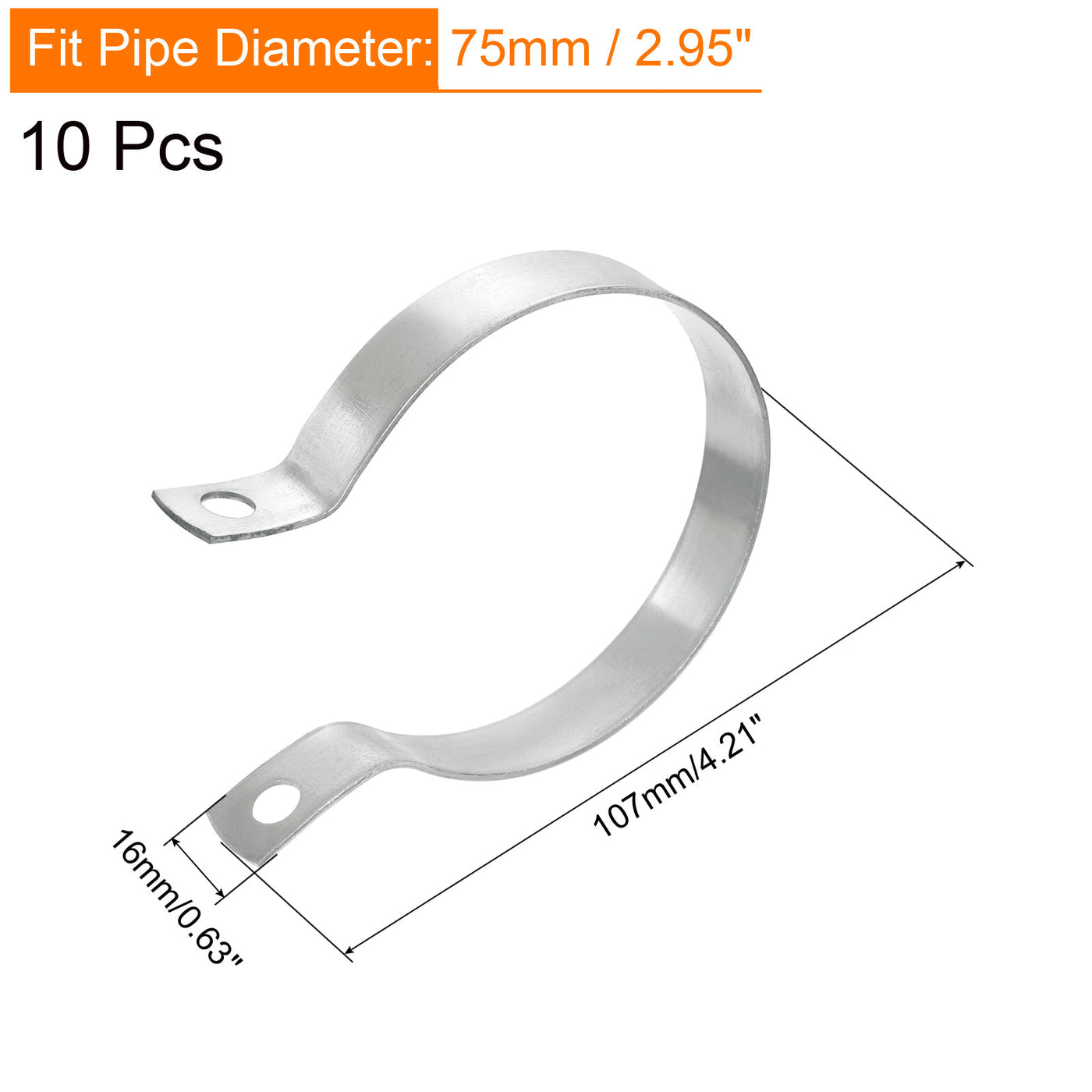 Uxcell 10Pcs Split Ring Hanger Pipe Strap Fit 3"(75mm) Metal Pipe ...