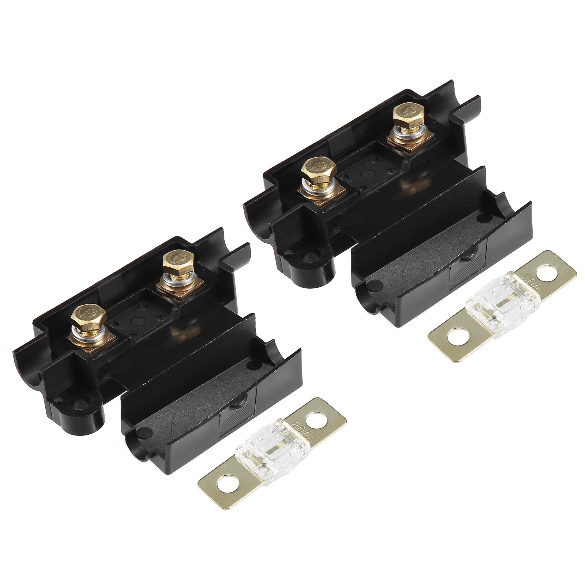 Uxcell 2 Set Black 80A Fuse with In-Line Holder Electrical Protection ...