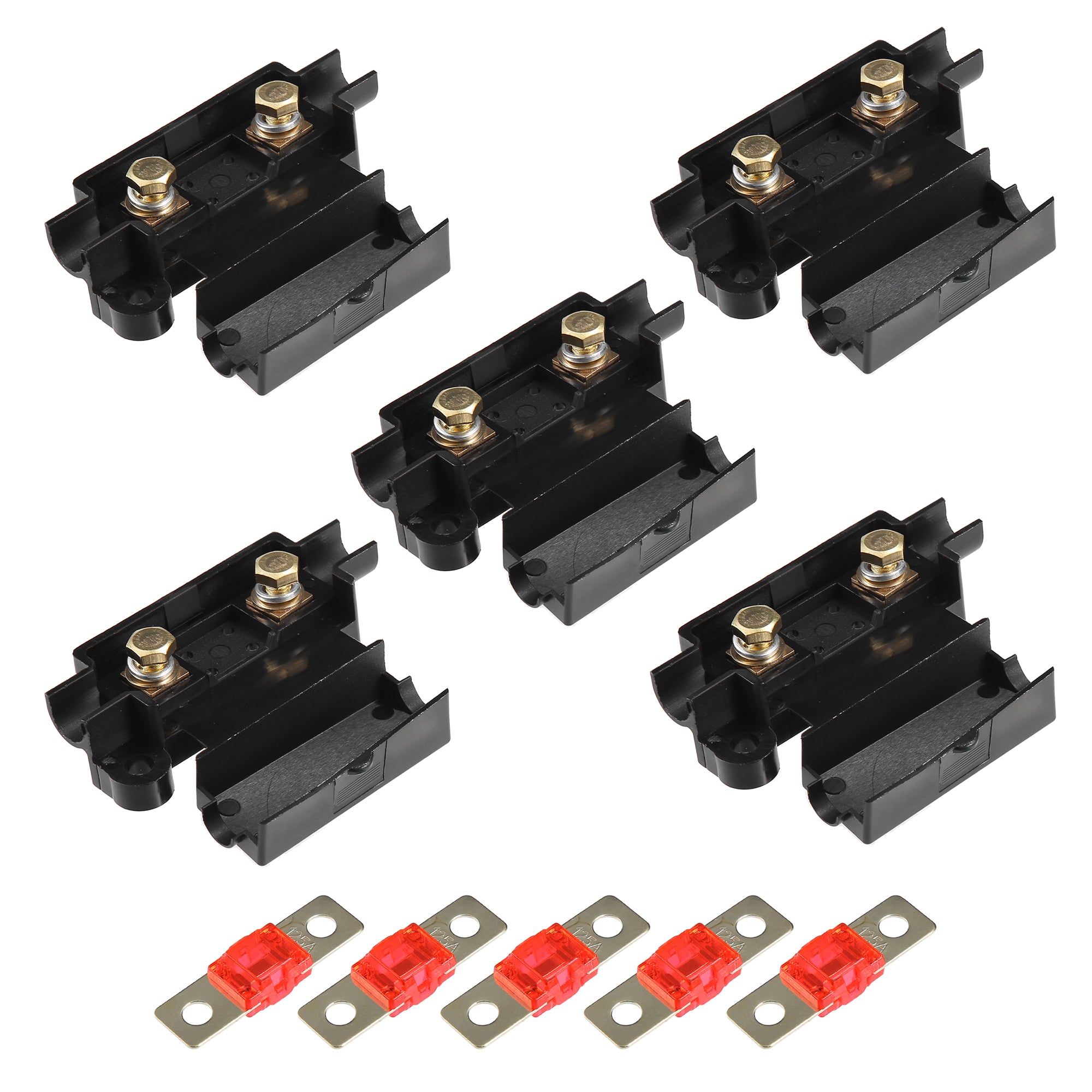 Uxcell 5 Set Black 125A Fuse with In-Line Holder Electrical Protection ...