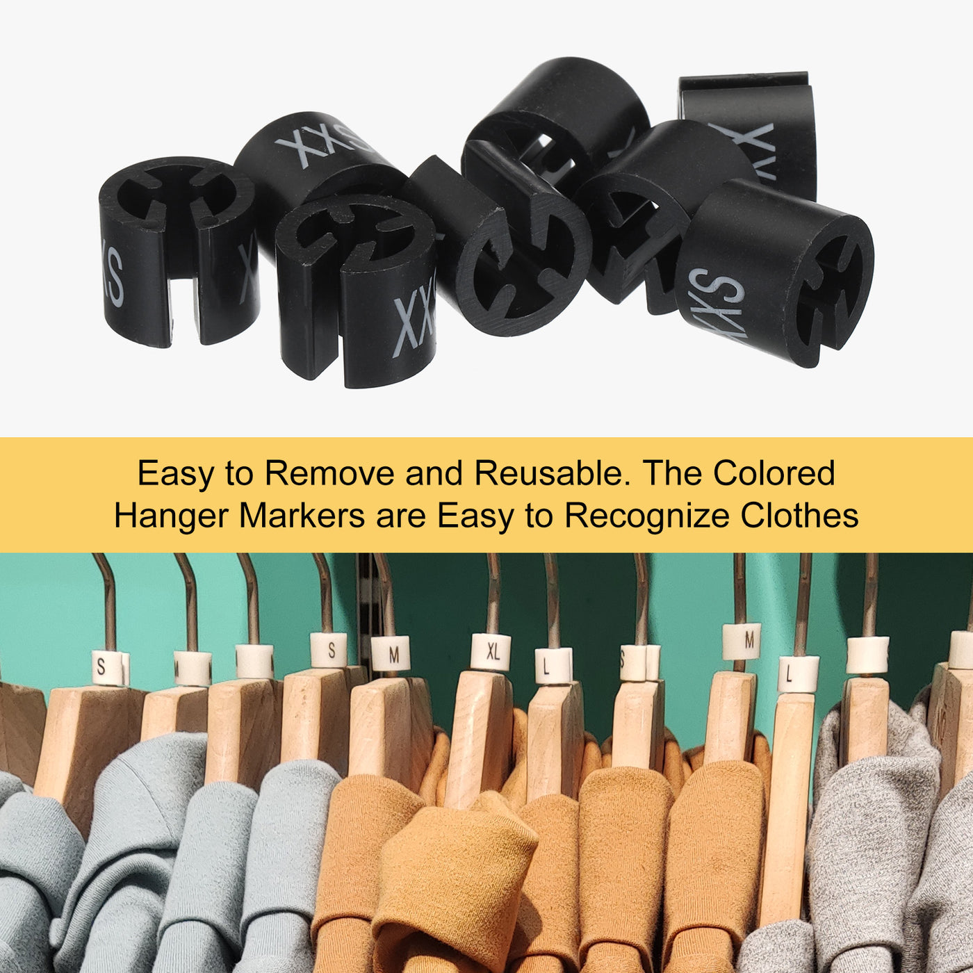 Clothes Hanger Marker XXS Size Tag Black Fit 3.5mm Rod for Garment ...