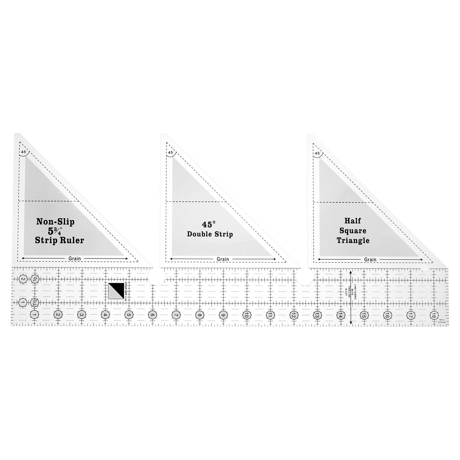 45 Degree Double Strip Quilting Template Ruler for Sewing, 18 Inch ...