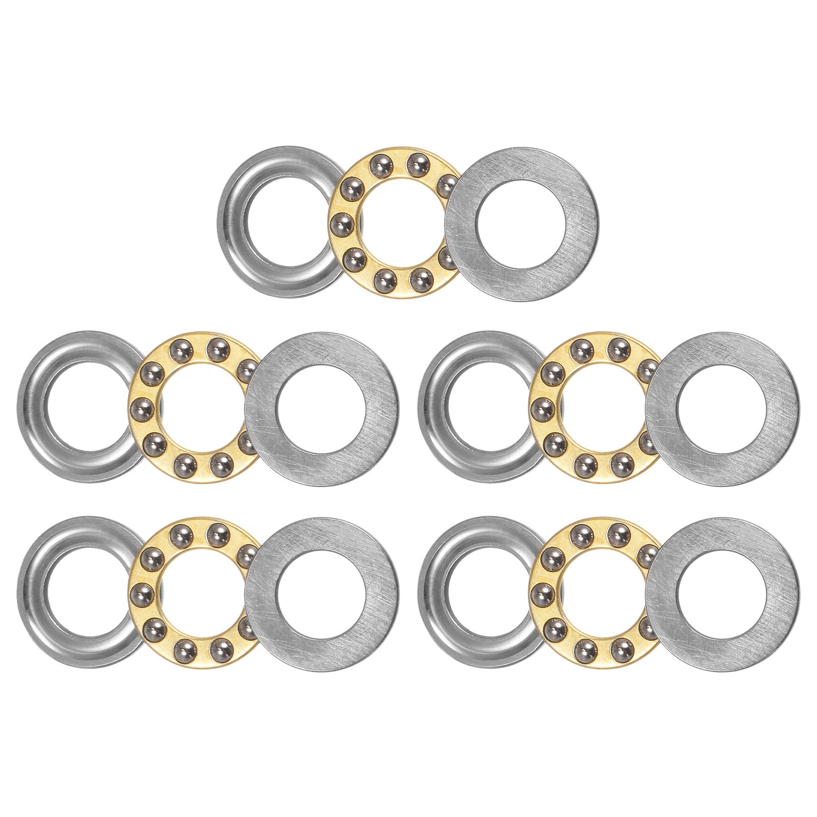 Uxcell F10-18M Thrust Ball Bearing 10x18x5.5mm Brass with Washers 5pcs ...