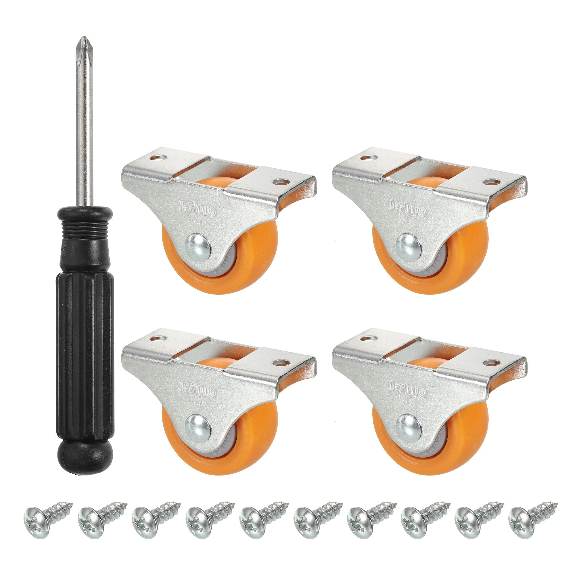 Mini Fixed Caster Wheel 1.5", 4pcs MPA Rigid Roller with Bearing Screws ...