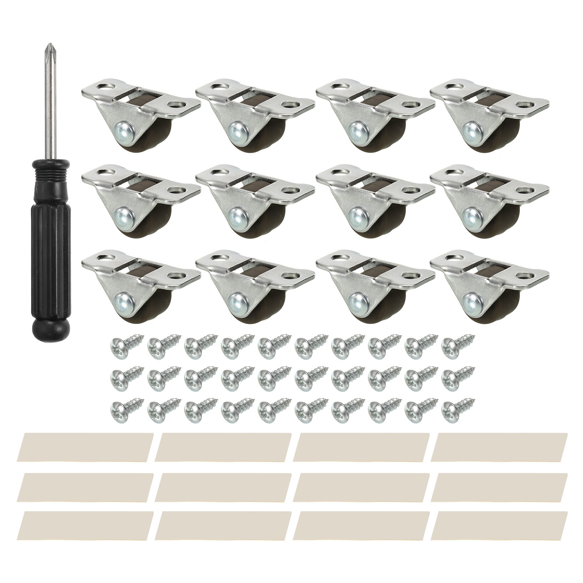 Mini Fixed Caster Wheel 0.5", 12pcs Soft Plastic Rigid Roller with ...
