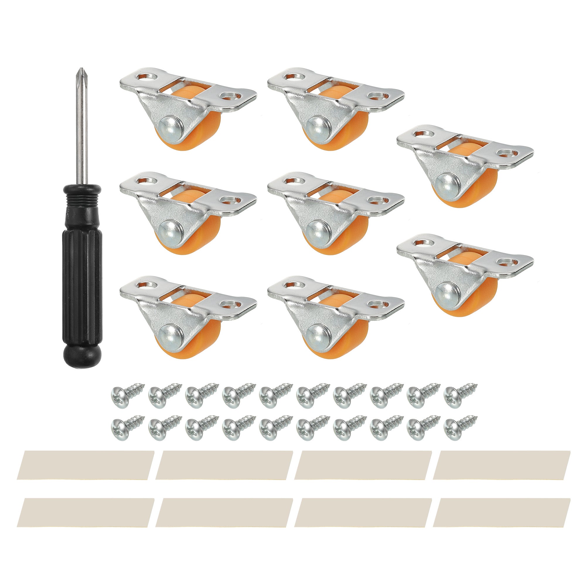 Mini Fixed Caster Wheel 0.5", 8pcs Hard Plastic Rigid Roller with ...