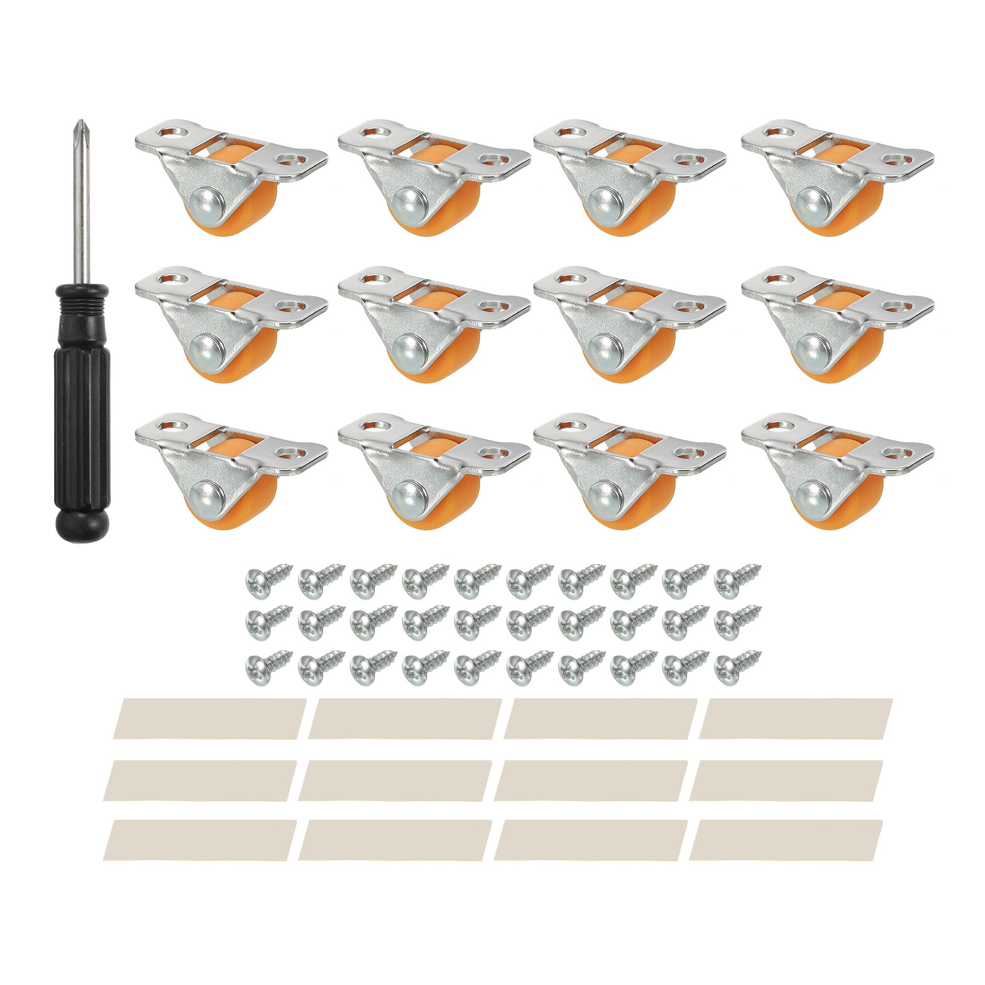 Mini Fixed Caster Wheel 0.5", 12pcs Hard Plastic Rigid Roller with ...