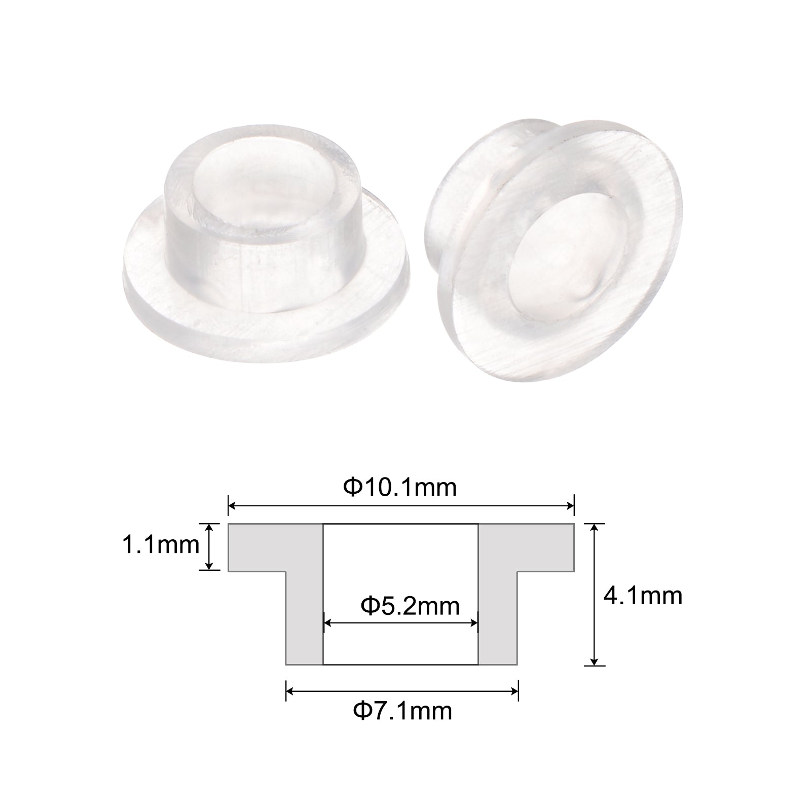 Uxcell 12pcs Flanged Nylon Bushings 5.2mm ID 7.1mm OD 4.1mm Length ...