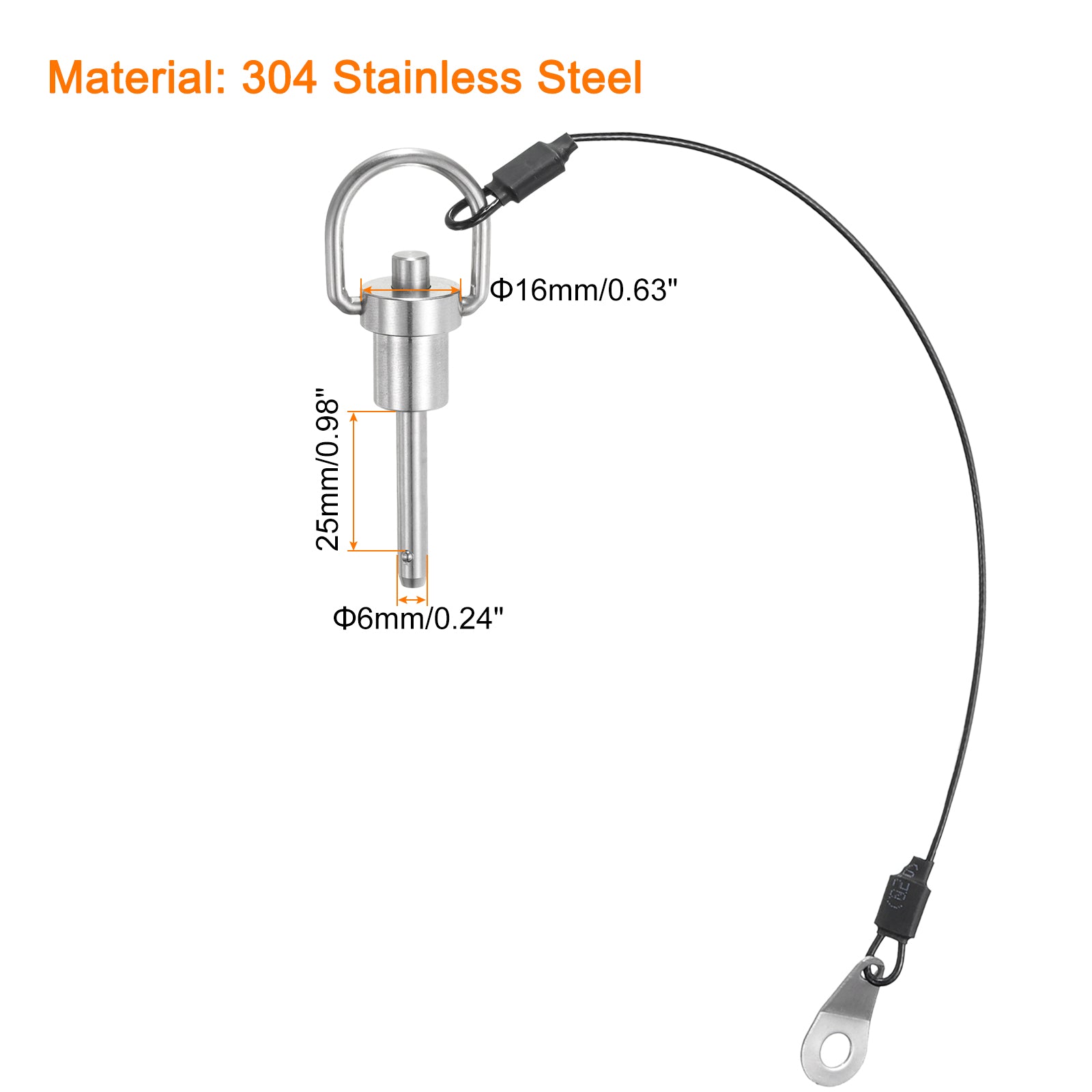 Uxcell Ball Locking Pins with Button Handle, 6mm Pin Dia. 25mm Usage ...