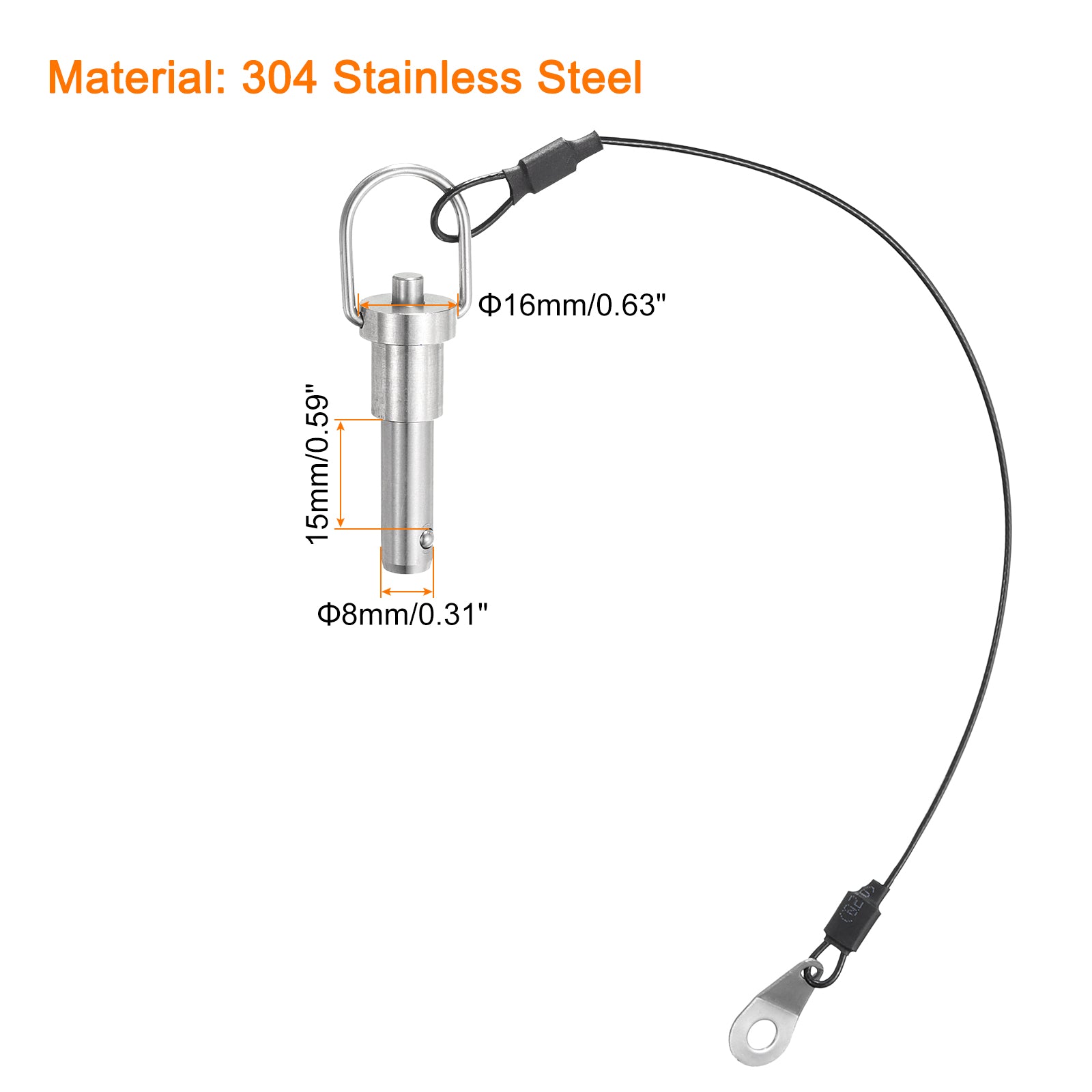 Uxcell Ball Locking Pins with Button Handle, 8mm Pin Dia. 15mm Usage ...