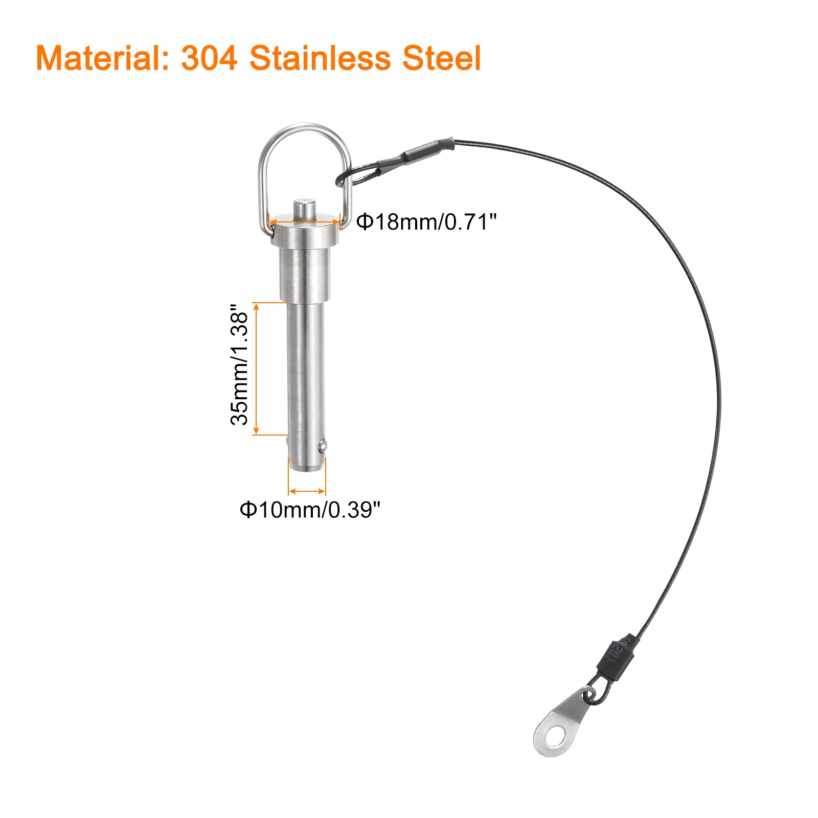 Uxcell Ball Locking Pins with Button Handle, 10mm Pin Dia. 35mm Usage ...