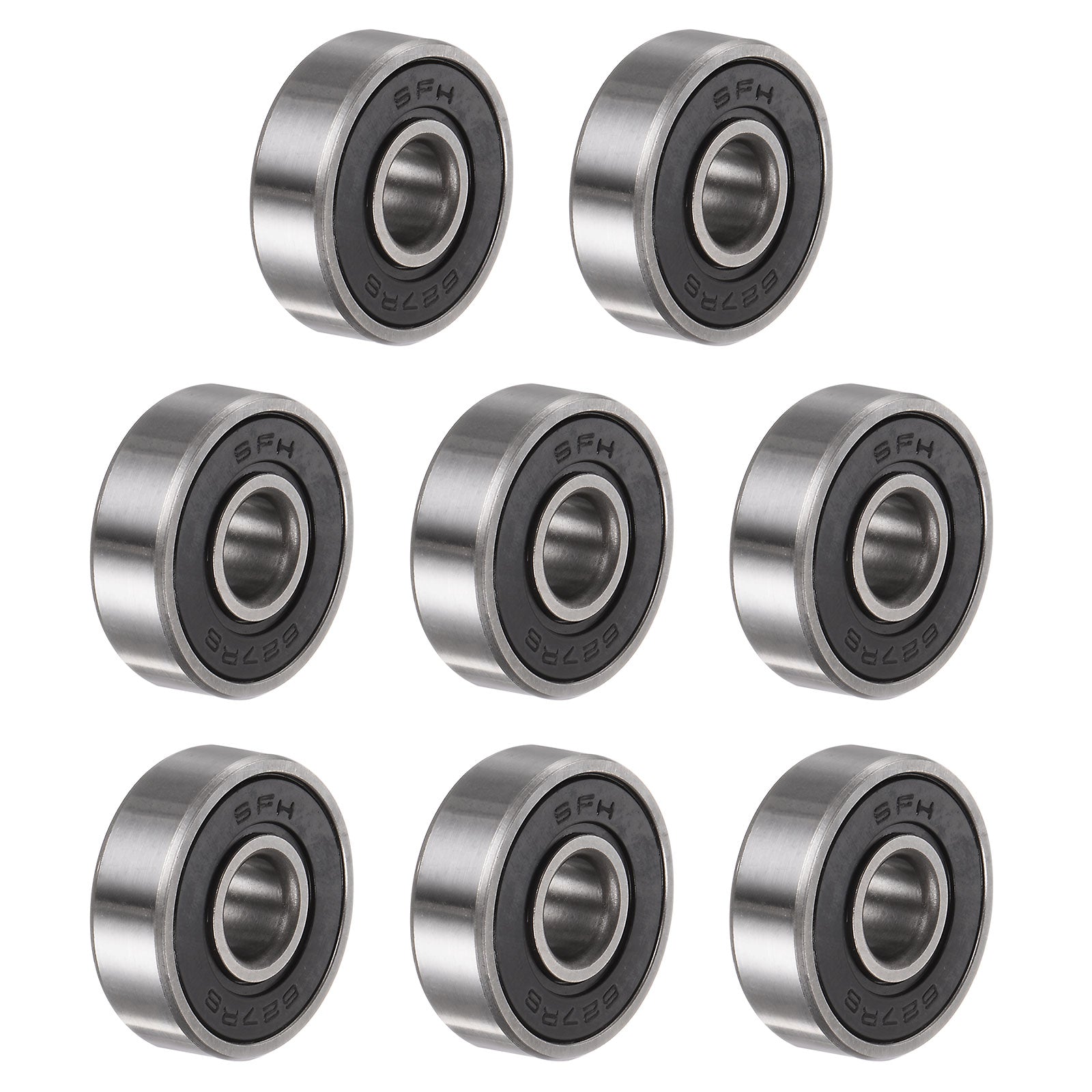 Uxcell 8pcs 627-2RS Deep Groove Ball Bearings, Chrome Steel Z2 Bearing ...