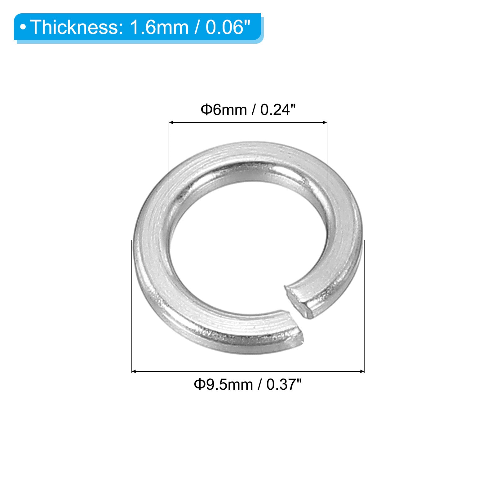 M6 Split Lock Washer, 25 Pack 6mm ID 9.5mm OD 304 Stainless Steel ...