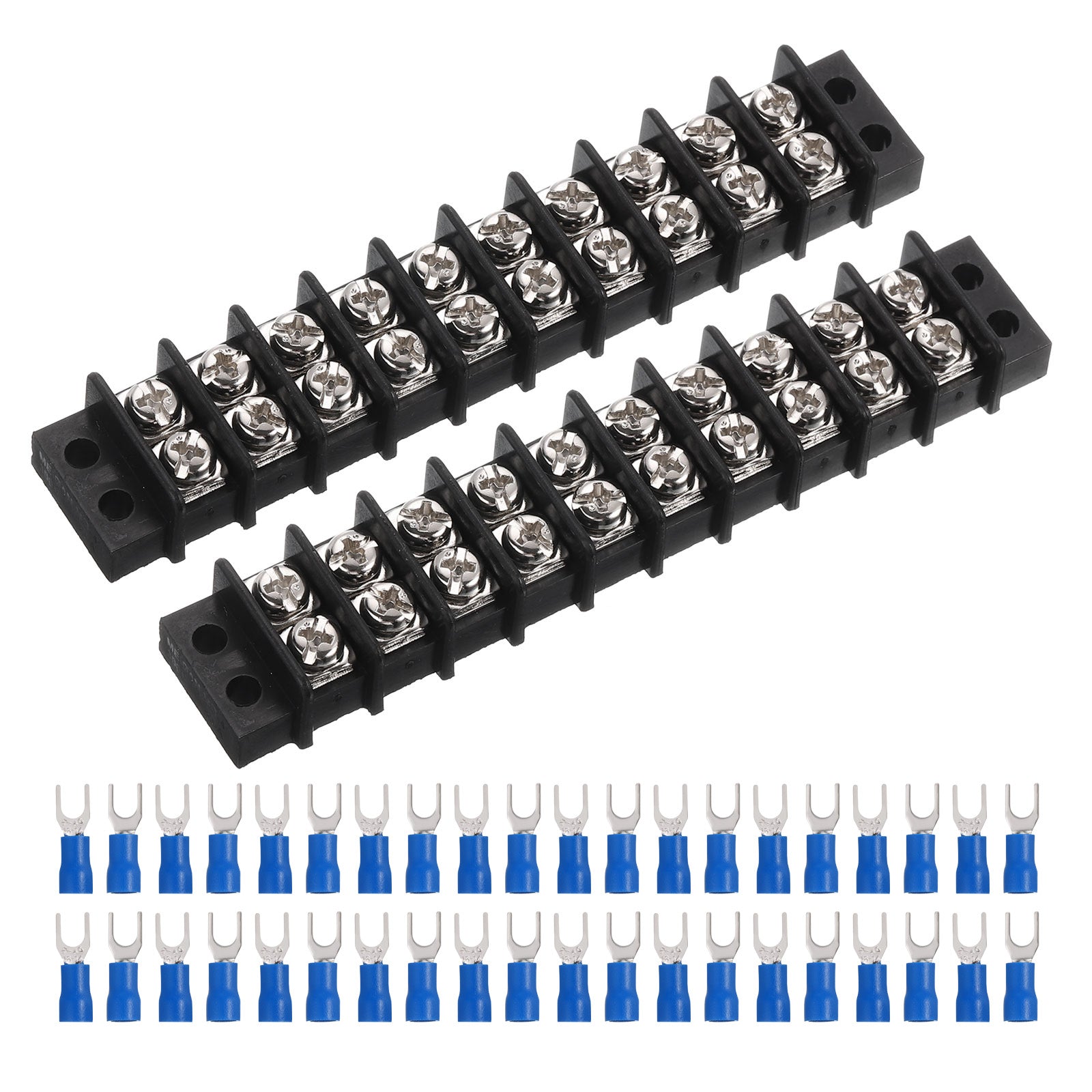 2 Pcs Terminal Block 200-450V 20-30A Dual Rows 10P DIN Dual Row Screw ...