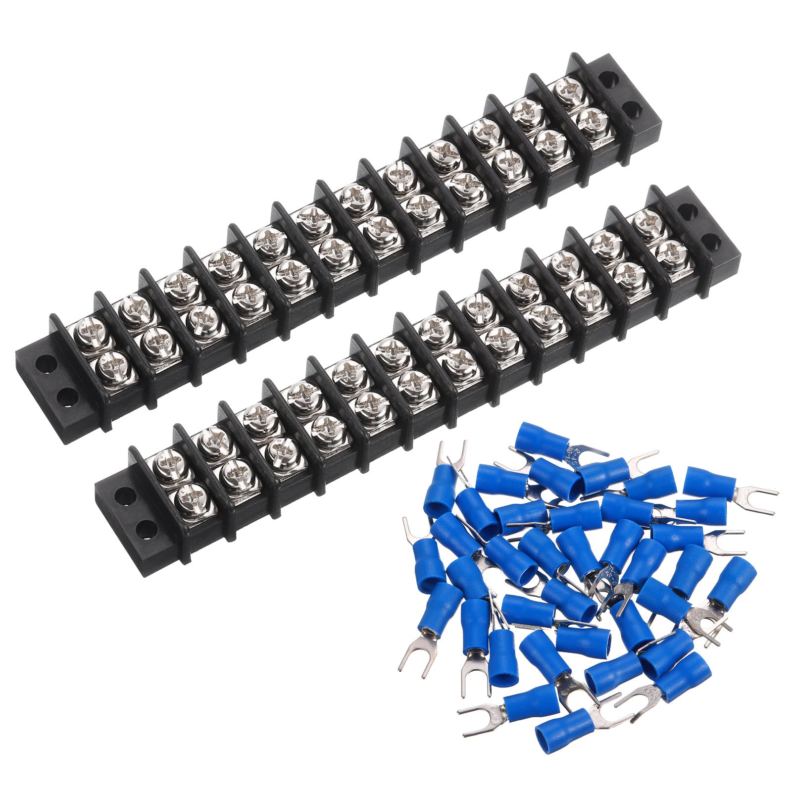 2 Pcs Terminal Block 200-450V 20-30A Dual Rows 12P DIN Dual Row Screw ...
