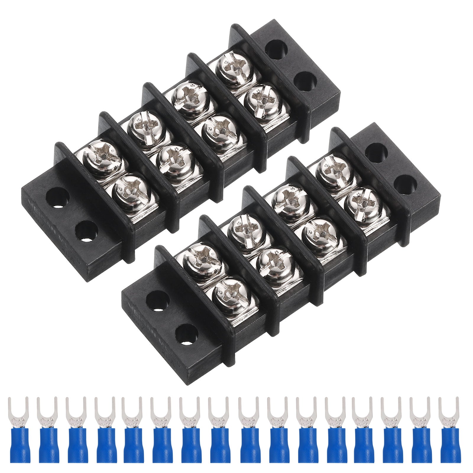 2 Pcs Terminal Block 200-450V 20-30A Dual Rows 4P DIN Dual Row Screw ...