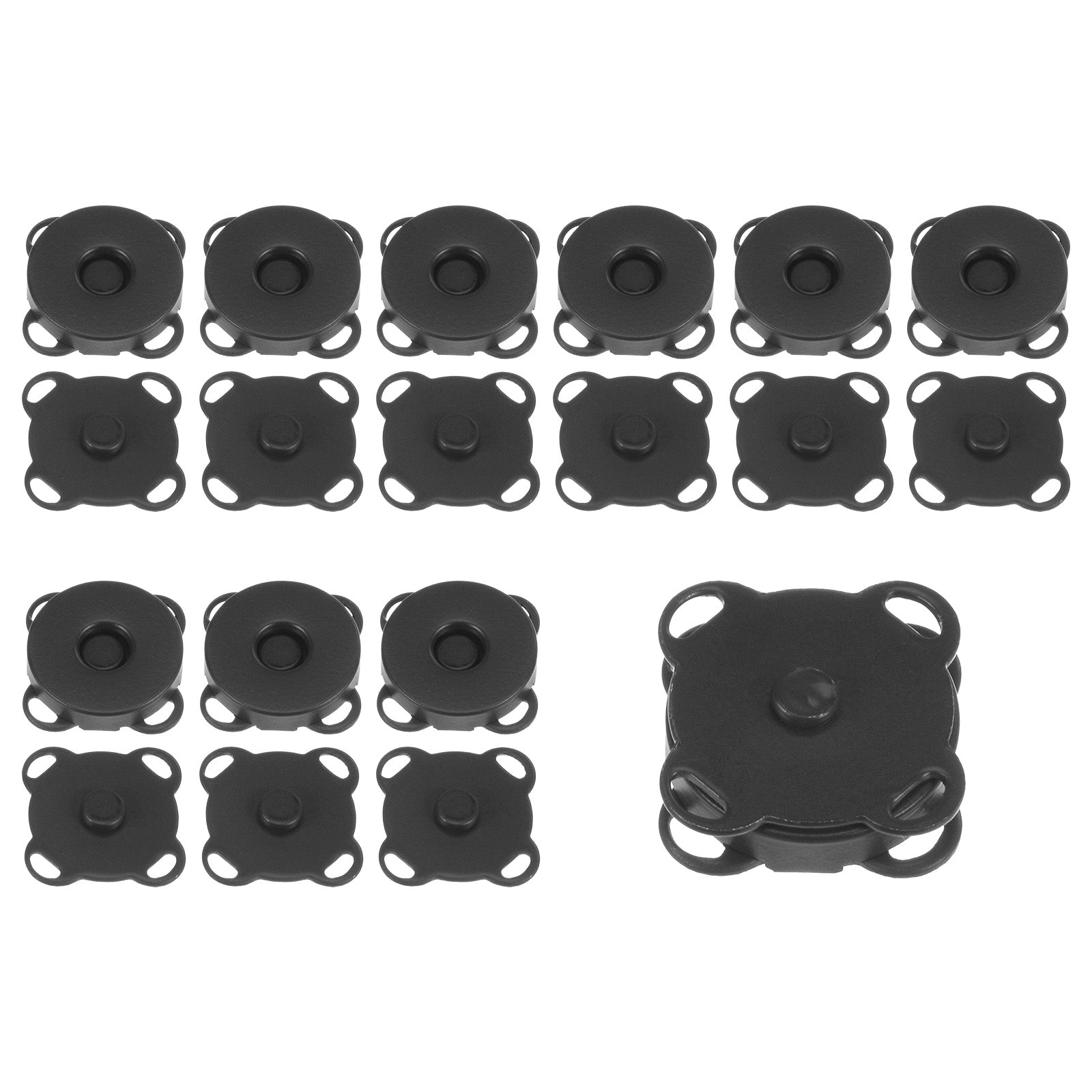 10 Sets Magnetic Snap 14mm Metal Fasteners for Clothing Purse Black ...