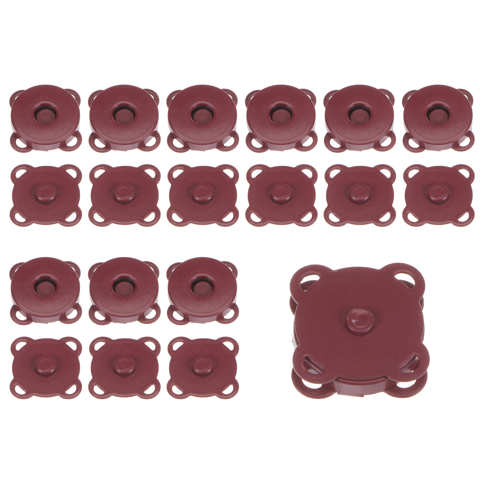 10 Sets Magnetic Snap 18mm Metal Fasteners for Clothing Purse Dark Red ...
