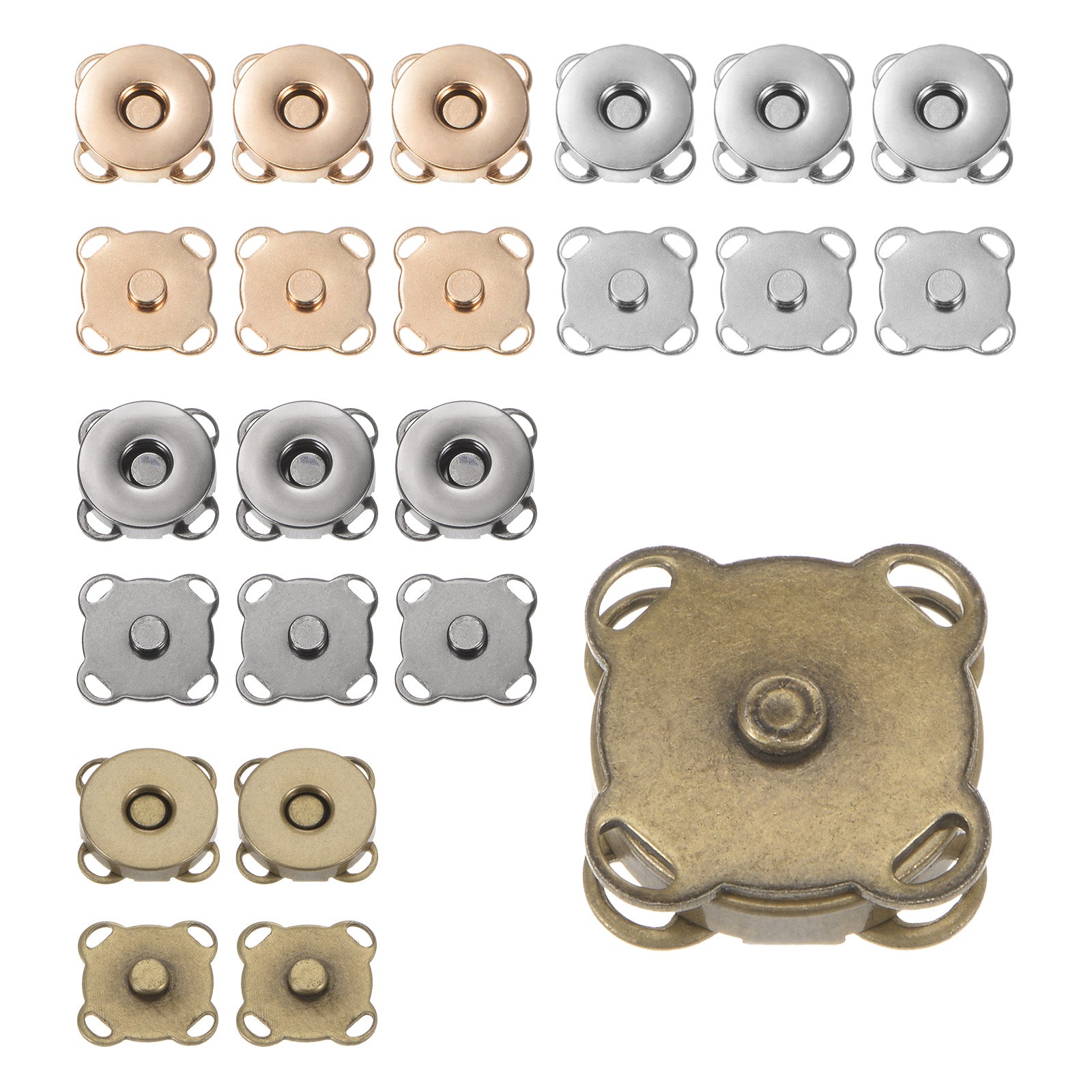 12 Set Magnetic Snap 14mm Metal Fasteners for Clothing Purse 4 Colors ...