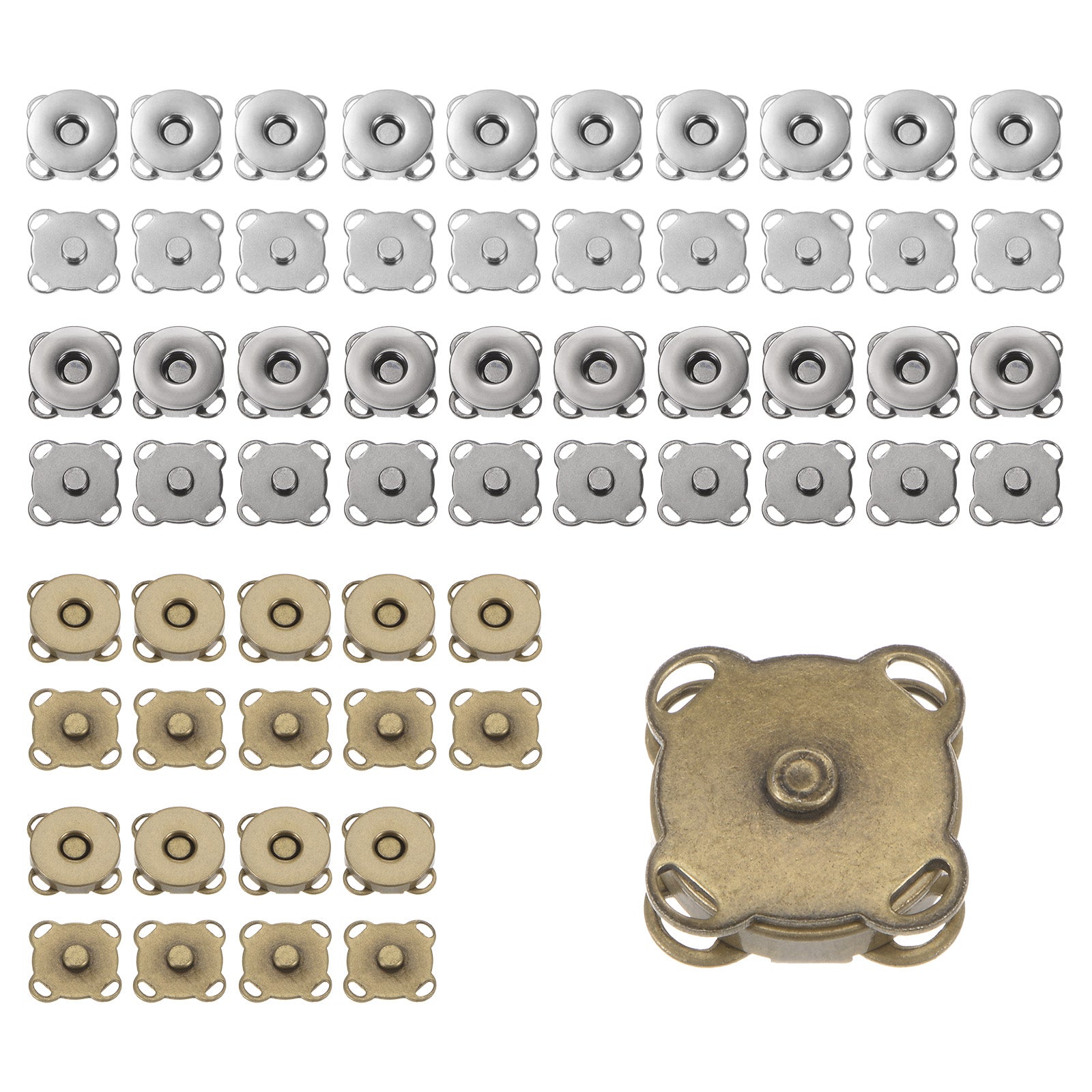 30 Set Magnetic Snap 14mm Metal Fasteners for Clothing Purse 3 Colors ...