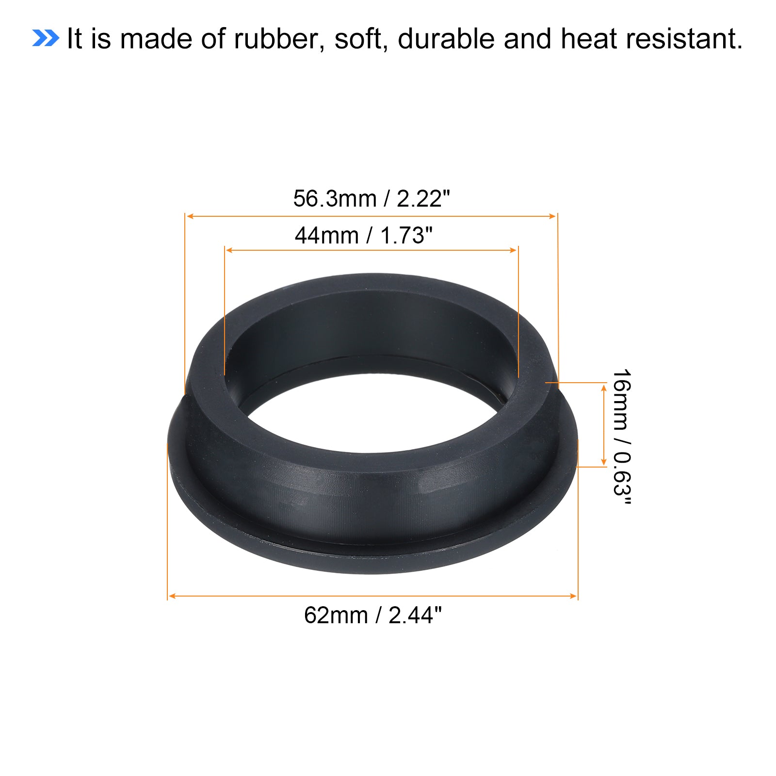 T Type Rubber Grommet Mount Dia 56.3mm ID 44mm Seal Protection Flexible ...
