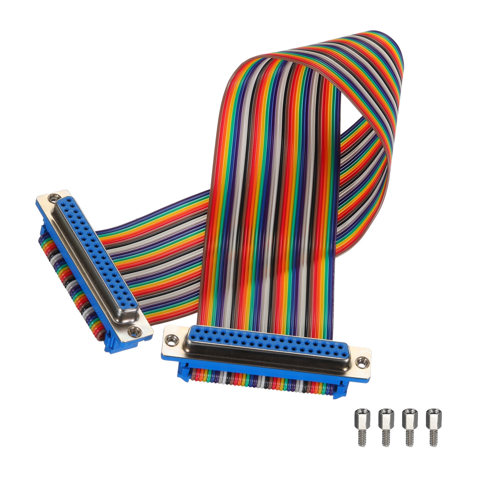 1 Pcs IDC Rainbow Wire Flat Ribbon Cable DB37 Female to DB37 Female 11. ...