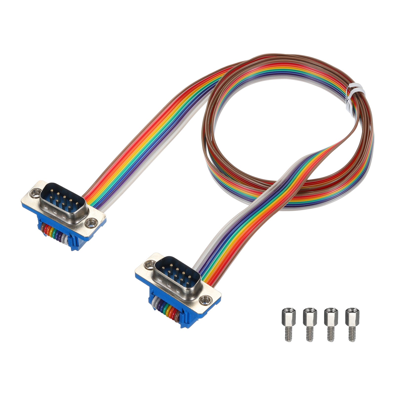 1 Pcs IDC Rainbow Wire DB9 Male to DB9 Male 39.4 Inch Length | Harfington