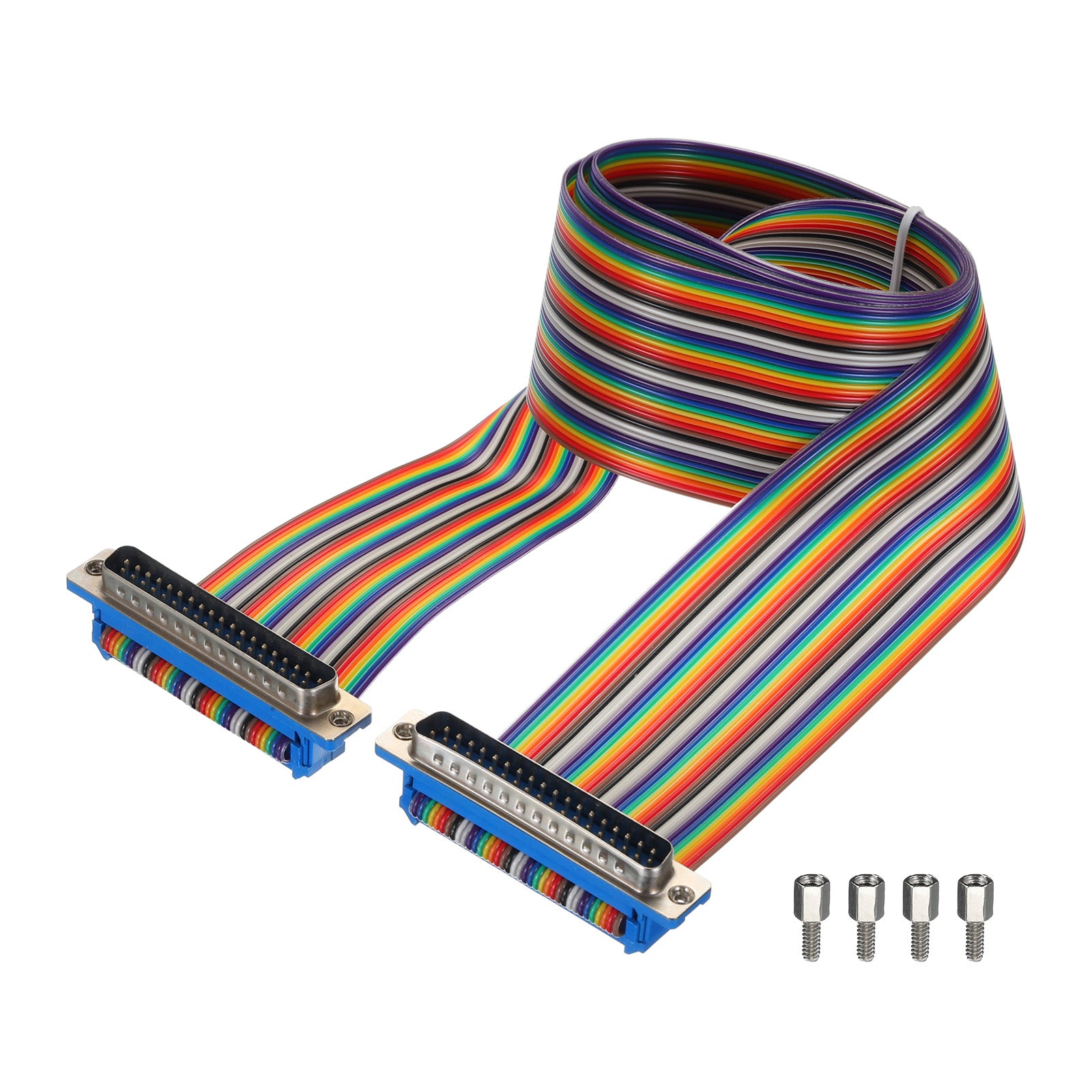 1 Pcs IDC Rainbow Wire Flat Ribbon Cable DB37 Male to DB37 Male 39.4 ...
