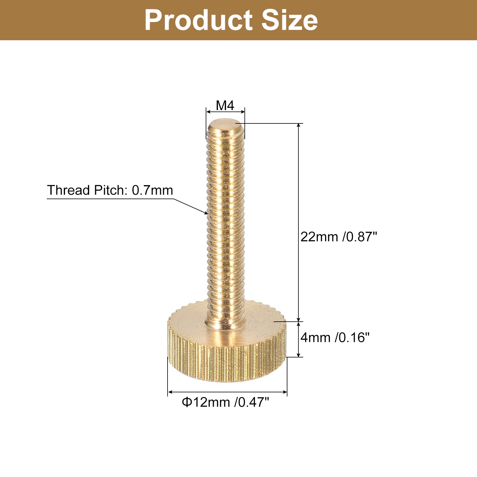 Uxcell M4x22mm Knurled Thumb Screws, 4pcs Flat Knurled Head Brass Thumb Screws Bolts | Harfington