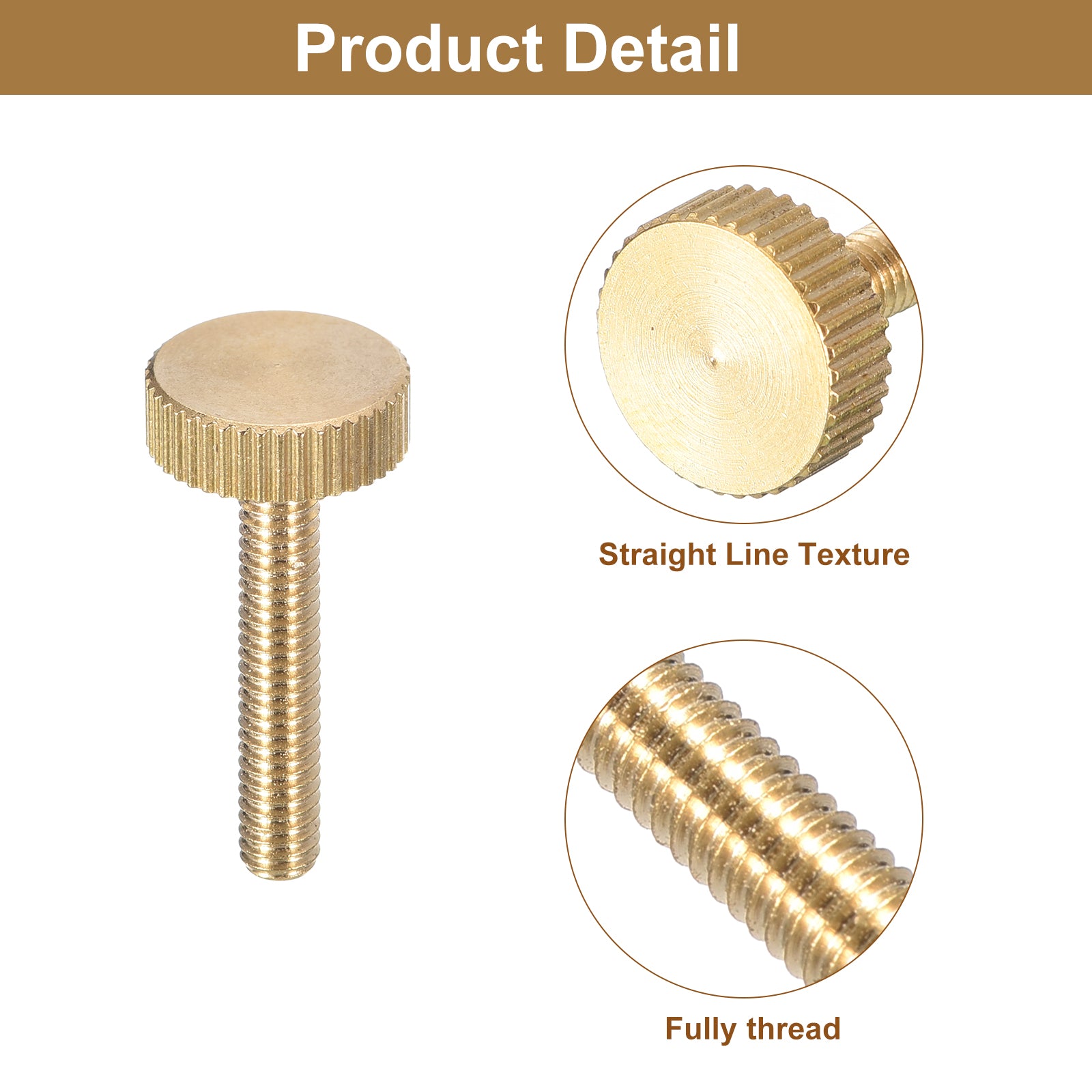 Uxcell M4x22mm Knurled Thumb Screws, 4pcs Flat Knurled Head Brass Thumb Screws Bolts | Harfington