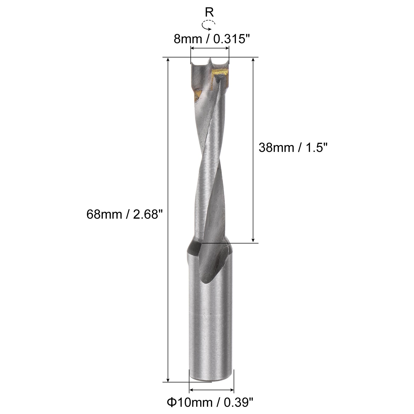 Uxcell Brad Point Drill Bits for Wood 9mm x 68mm Right Turning Carbide ...