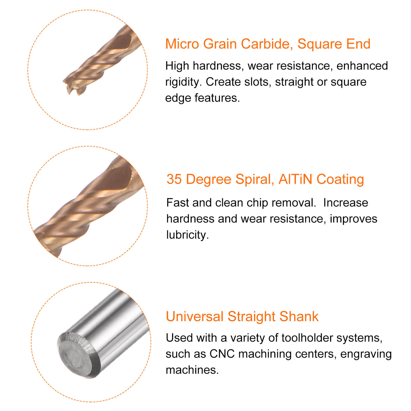 1mm x 3mm x 4mm x 50mm AlTiN Coated Carbide 4 Flutes Square End Mill ...