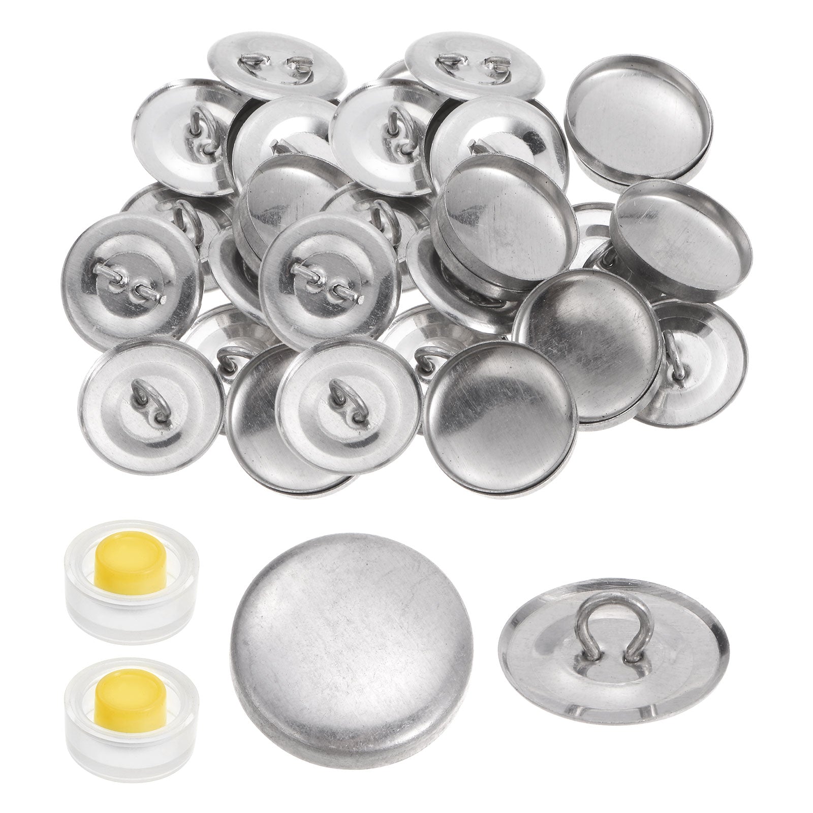 40 Sets Self Cover Button Kit 19mm Aluminum Button with 2 Tools ...