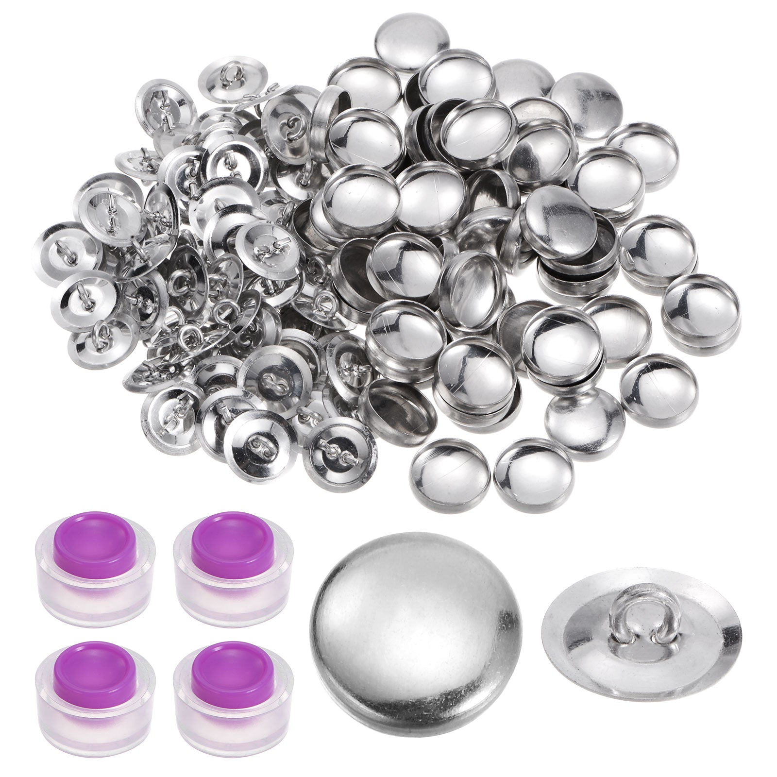 300 Sets Self Cover Button Kit 15mm Aluminum Button with 4 Tools ...