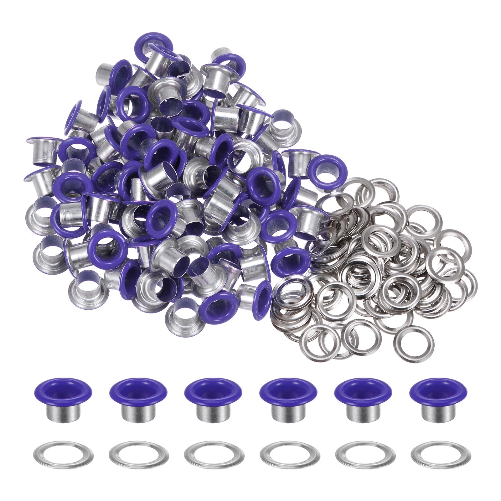 100PCS Grommets Eyelets 1/4 Inch (6mm) ID Hole Metal Self Backing ...