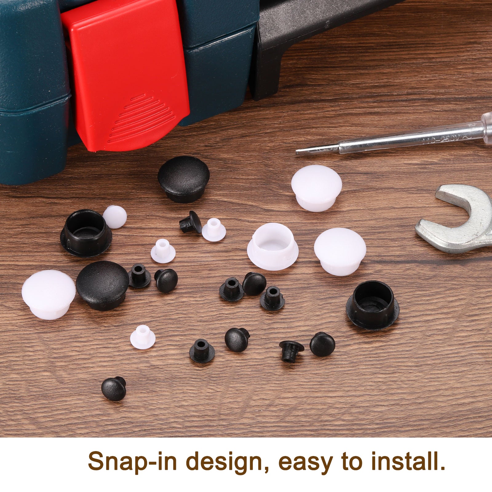 Uxcell 100Pcs 12mm(15/32") Dia Plastic Screw Hole Plugs Thread Type ...