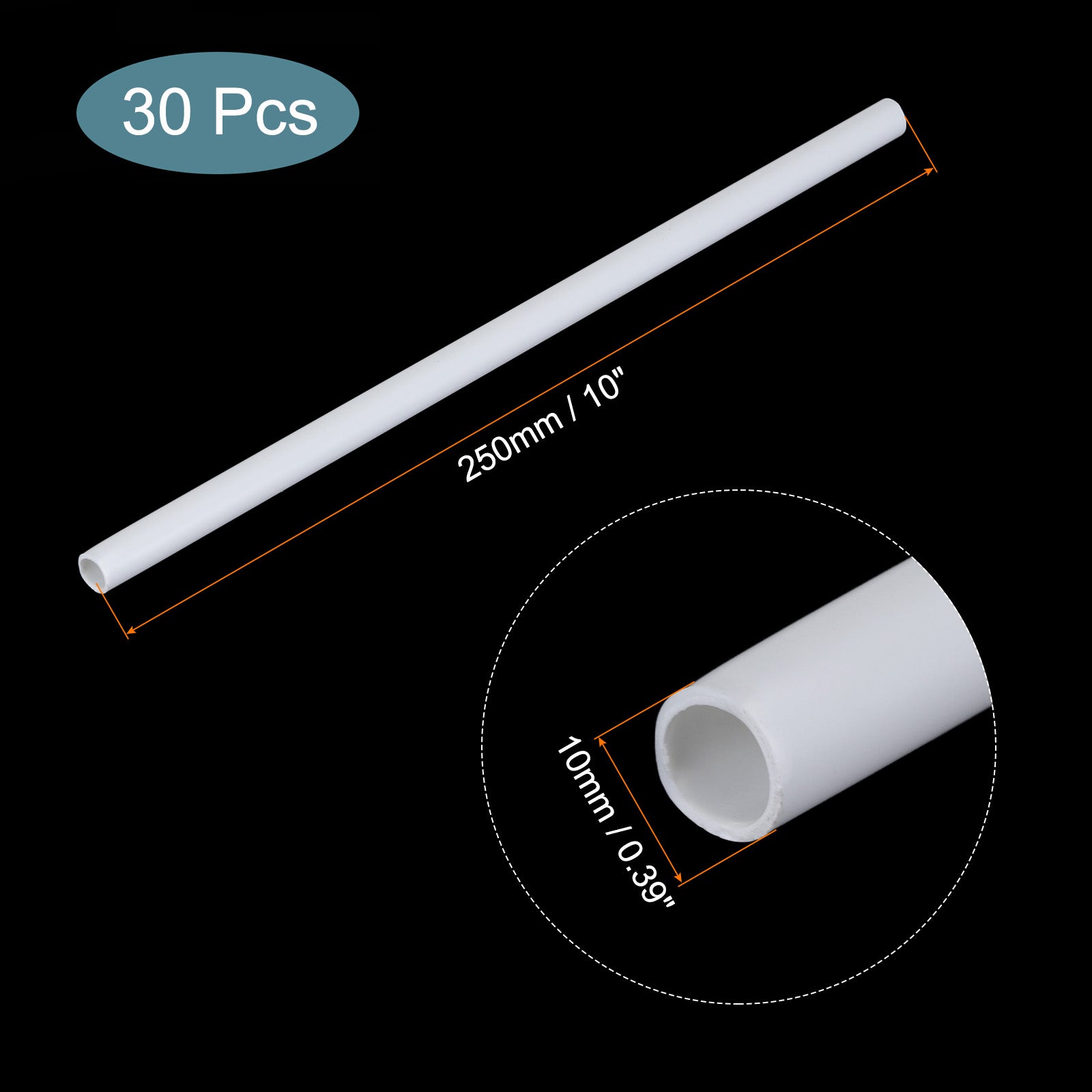 30pcs 10" Plastic Model Tube ABS Round Tube 0.39" OD White Easy ...