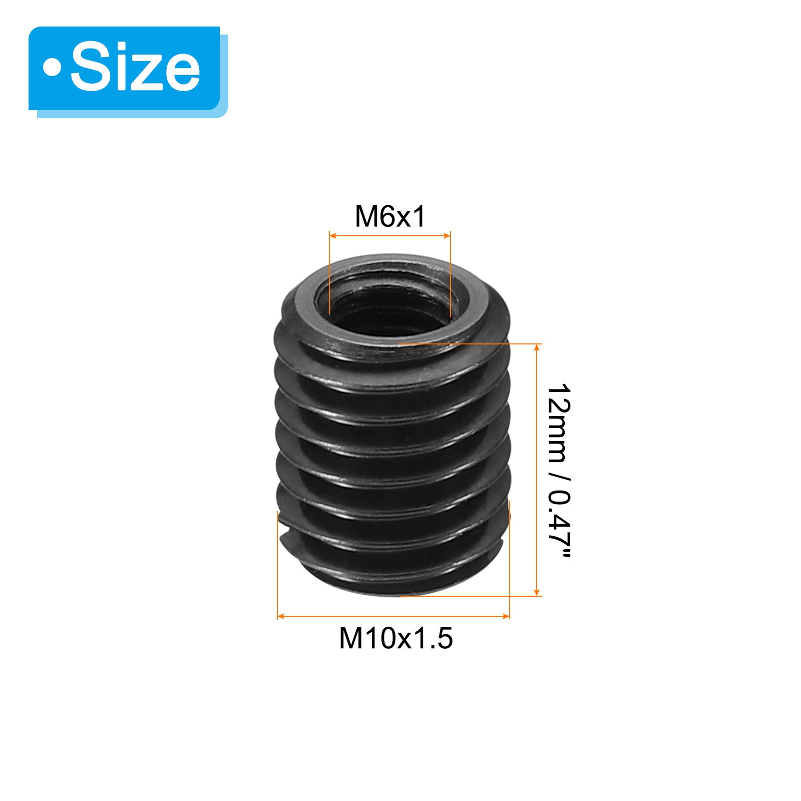 Grade 8.8 Carbon Steel Threaded Repair Insert Nut, 5pcs M6x1 Female to ...