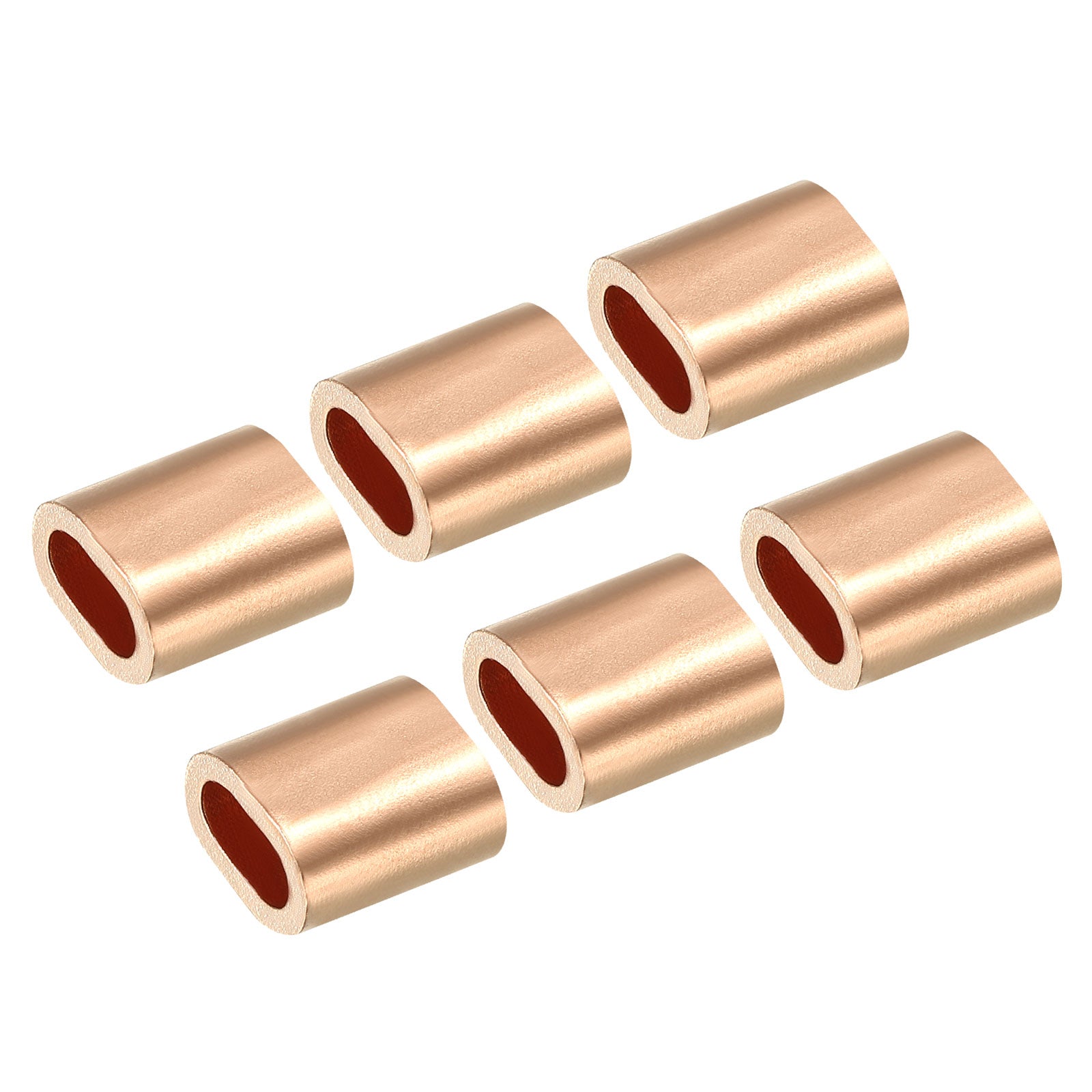 5/32"/ 4mm Wire Rope Crimping Loop Sleeve, 6 Pack Copper Single Oval ...