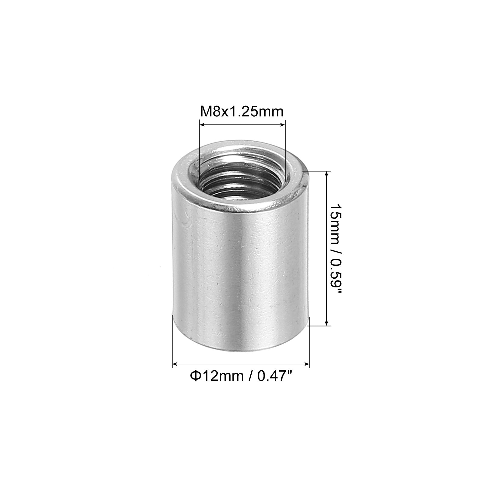 Uxcell 6Pcs Round Connector Nuts, M8x15x12mm Coupling Nut Sleeve Rod ...