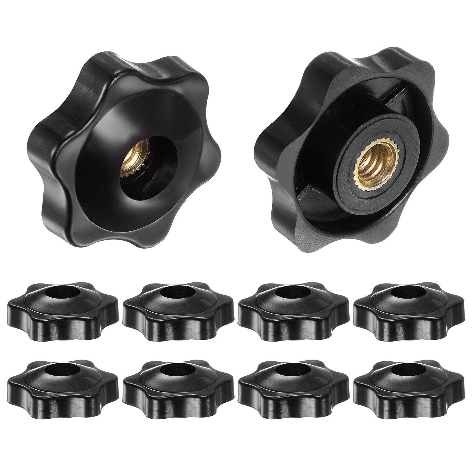 10pcs Star Knobs 1/4-20 Thread 32mm Head Through Hole Clamping Handles ...