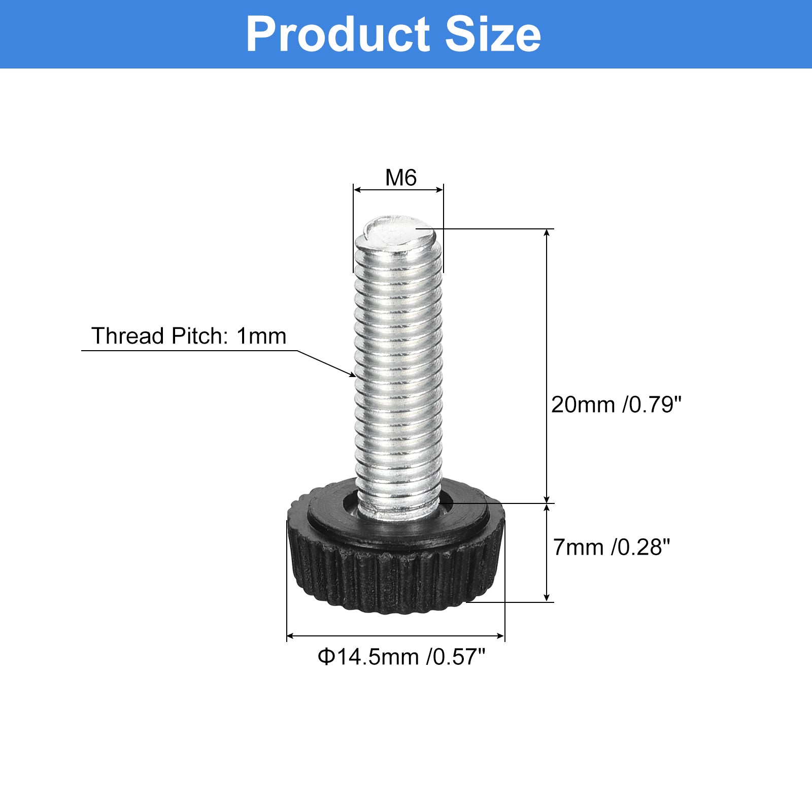 Uxcell 15Pcs M6x20mm Threaded Knurled Thumb Screws, Zinc Plated Carbon Steel Black | Harfington