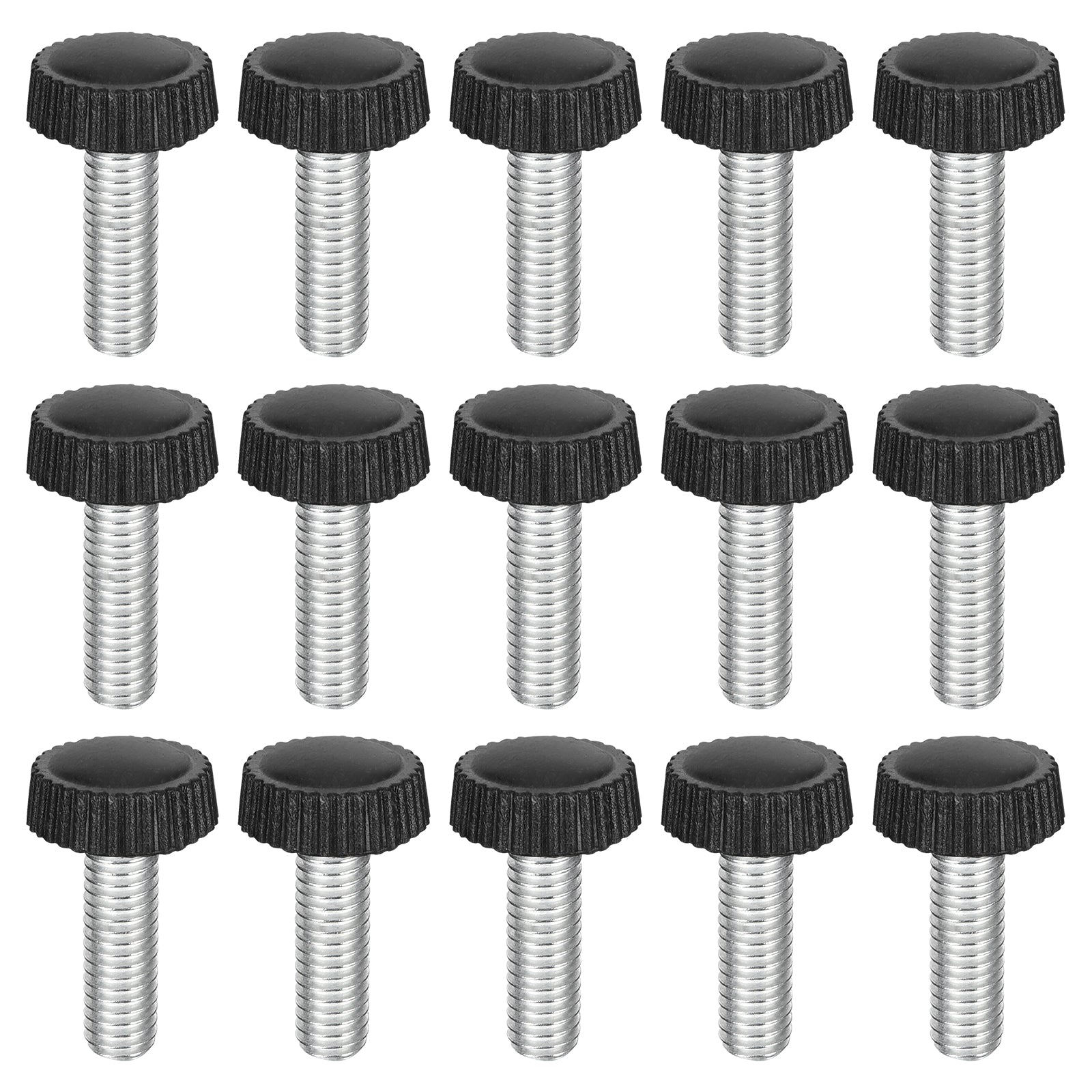 Uxcell 25Pcs M6x20mm Threaded Knurled Thumb Screws, Zinc Plated Carbon ...