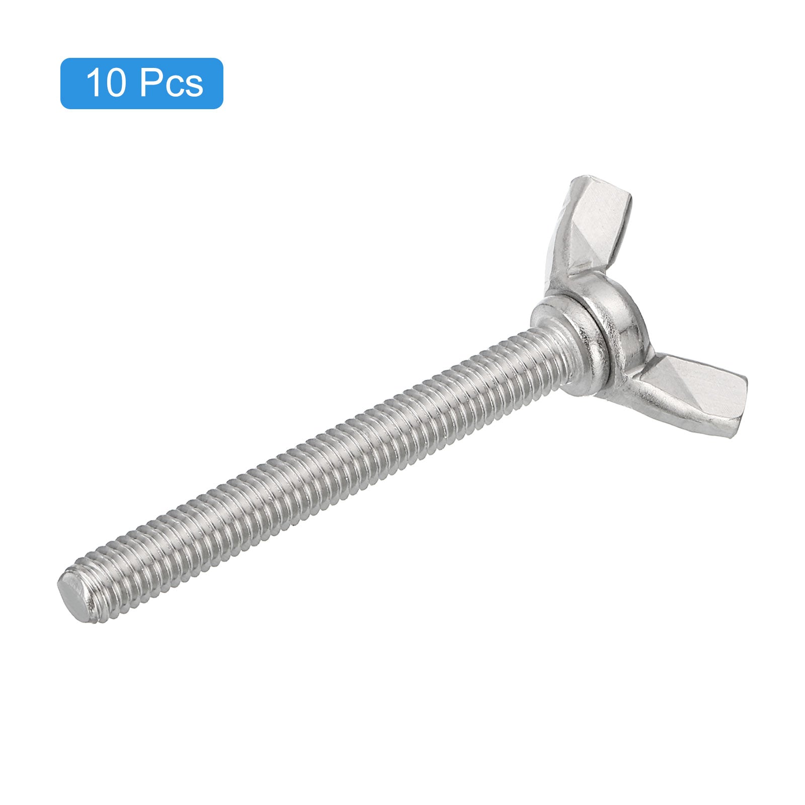 Uxcell 10pcs 304 Stainless Steel M6-1x50mm Wing Butterfly Screws Bolts ...