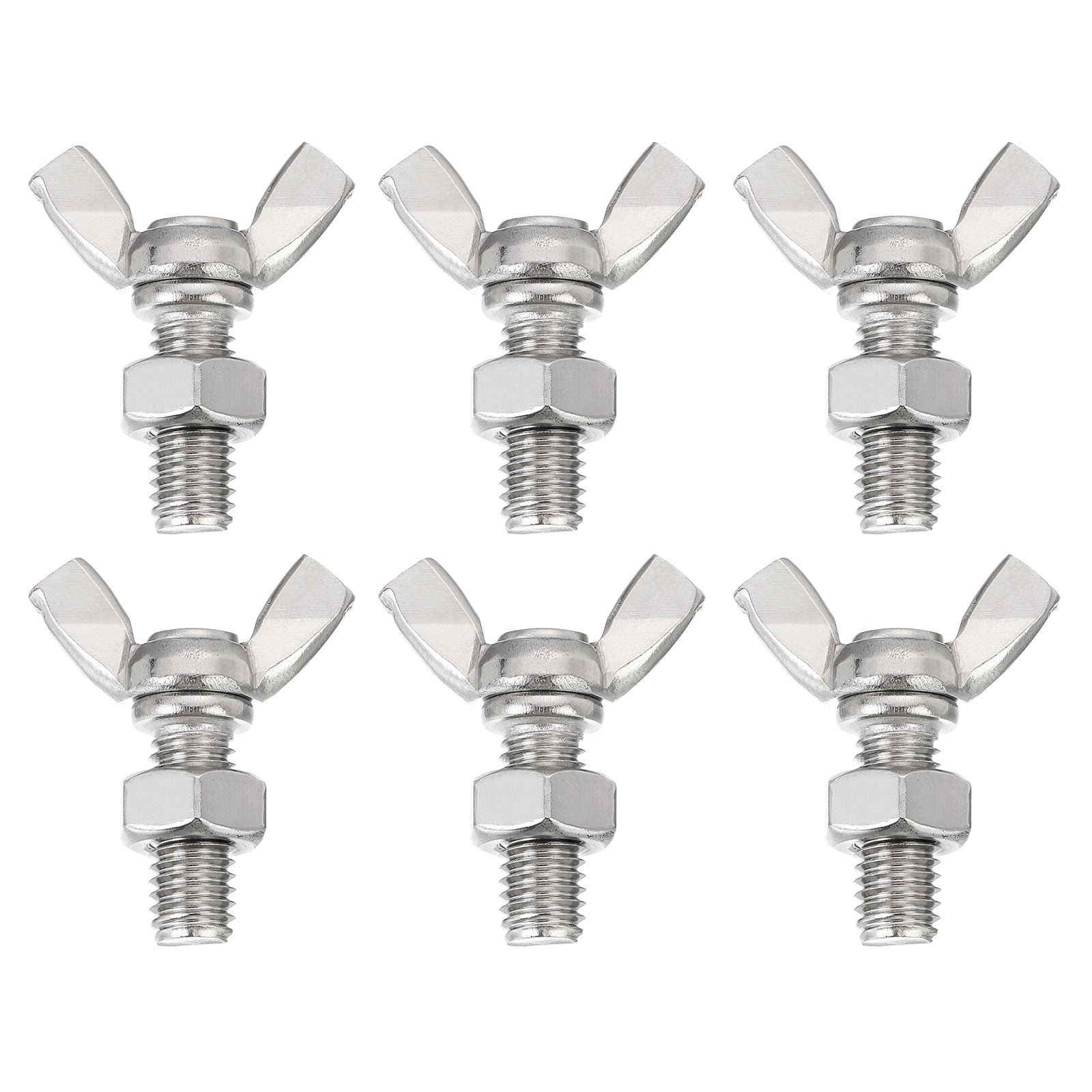 Uxcell 6pcs 304 Stainless Steel M8x20mm Wing Butterfly Screws Bolts ...