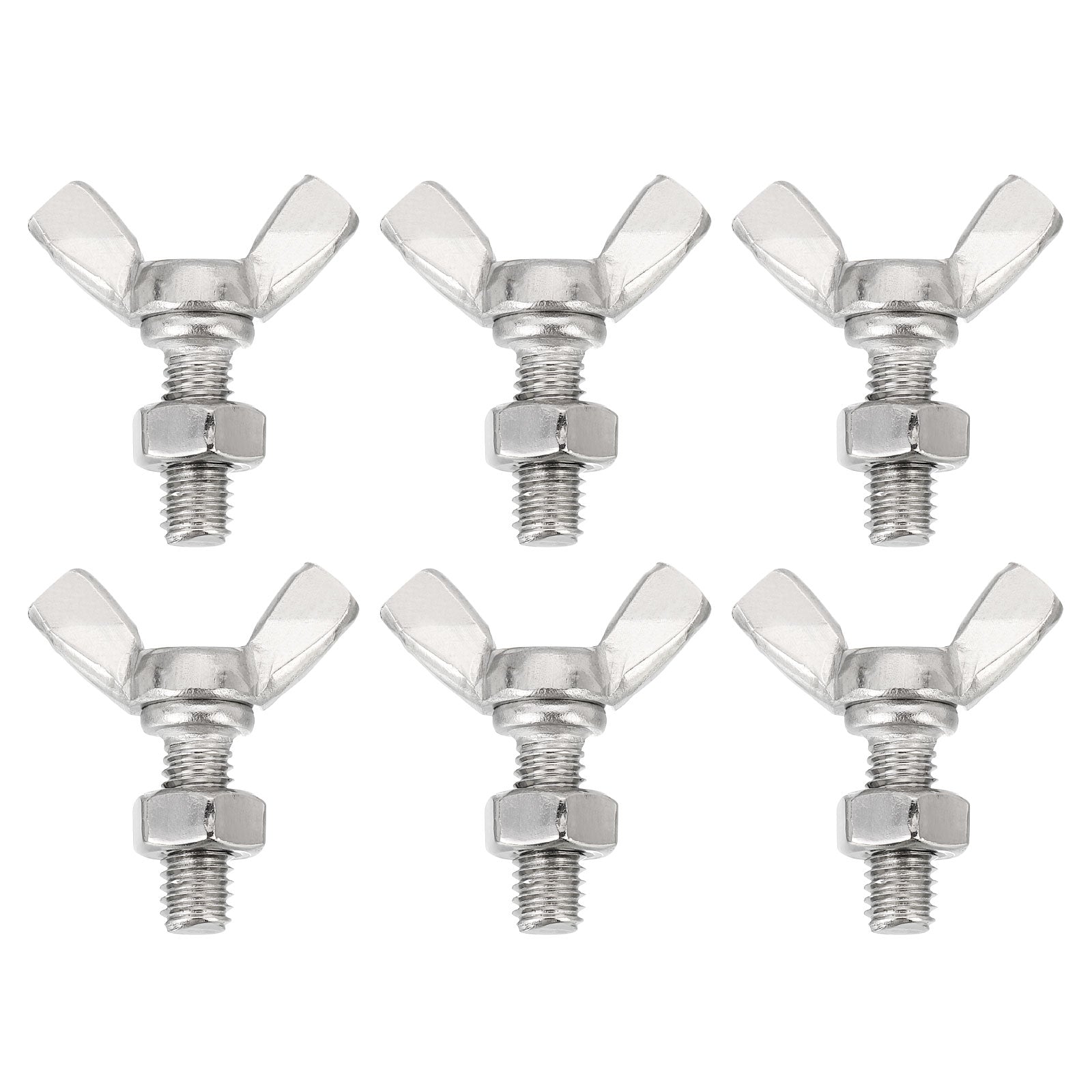 Uxcell 6pcs 304 Stainless Steel M6-1x16mm Wing Butterfly Screws Bolts ...
