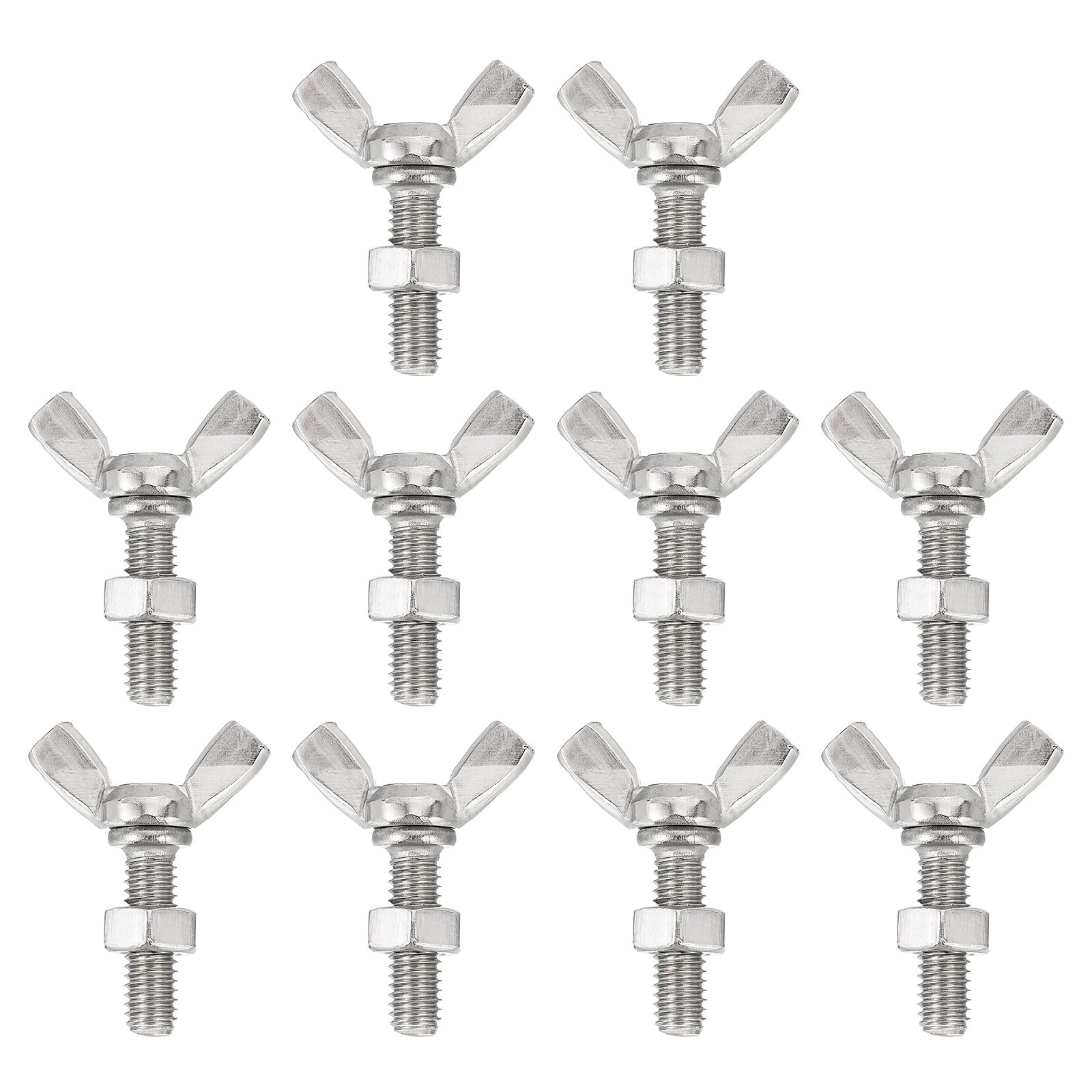 Uxcell 20pcs 304 Stainless Steel M6-1x20mm Wing Butterfly Screws Bolts ...